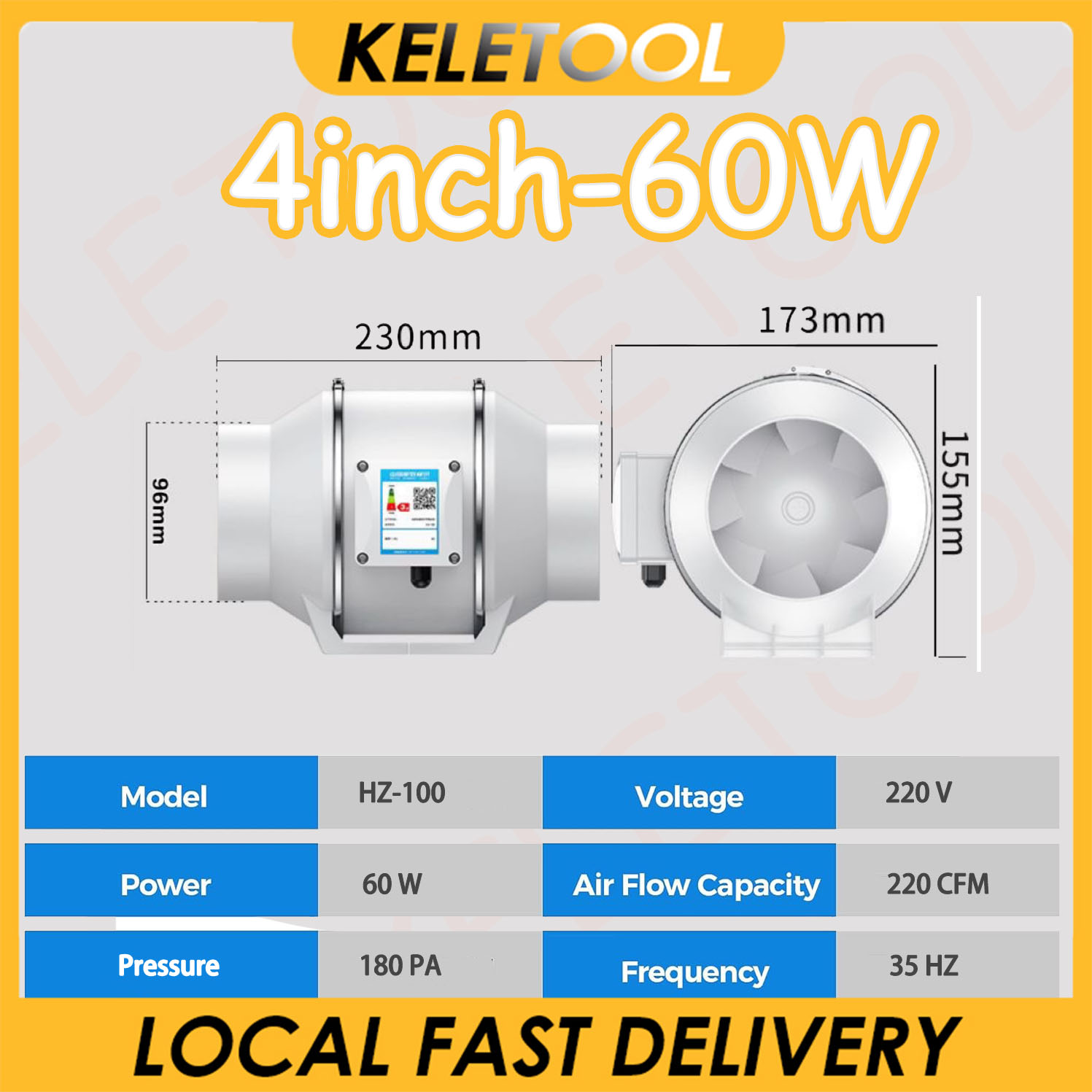 4''6''8'' Powerful Extractor Fan inline Duct Fan Industrial Exhaust ...