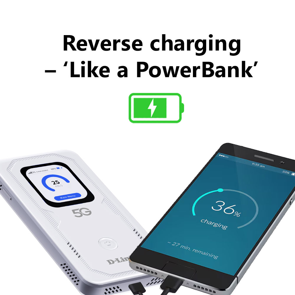 D-Link DWR-U2100 5G Wi-Fi 6 Mobile Hotspot with Touchscreen | PowerBank ...