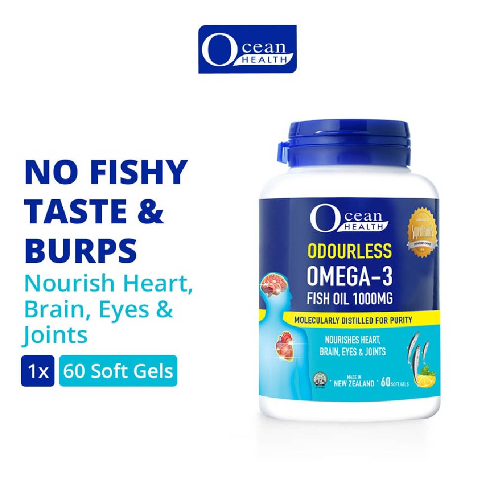 OCEAN HEALTH Odourless Omega-3 Fish Oil Softgel 1000mg (For Heart ...