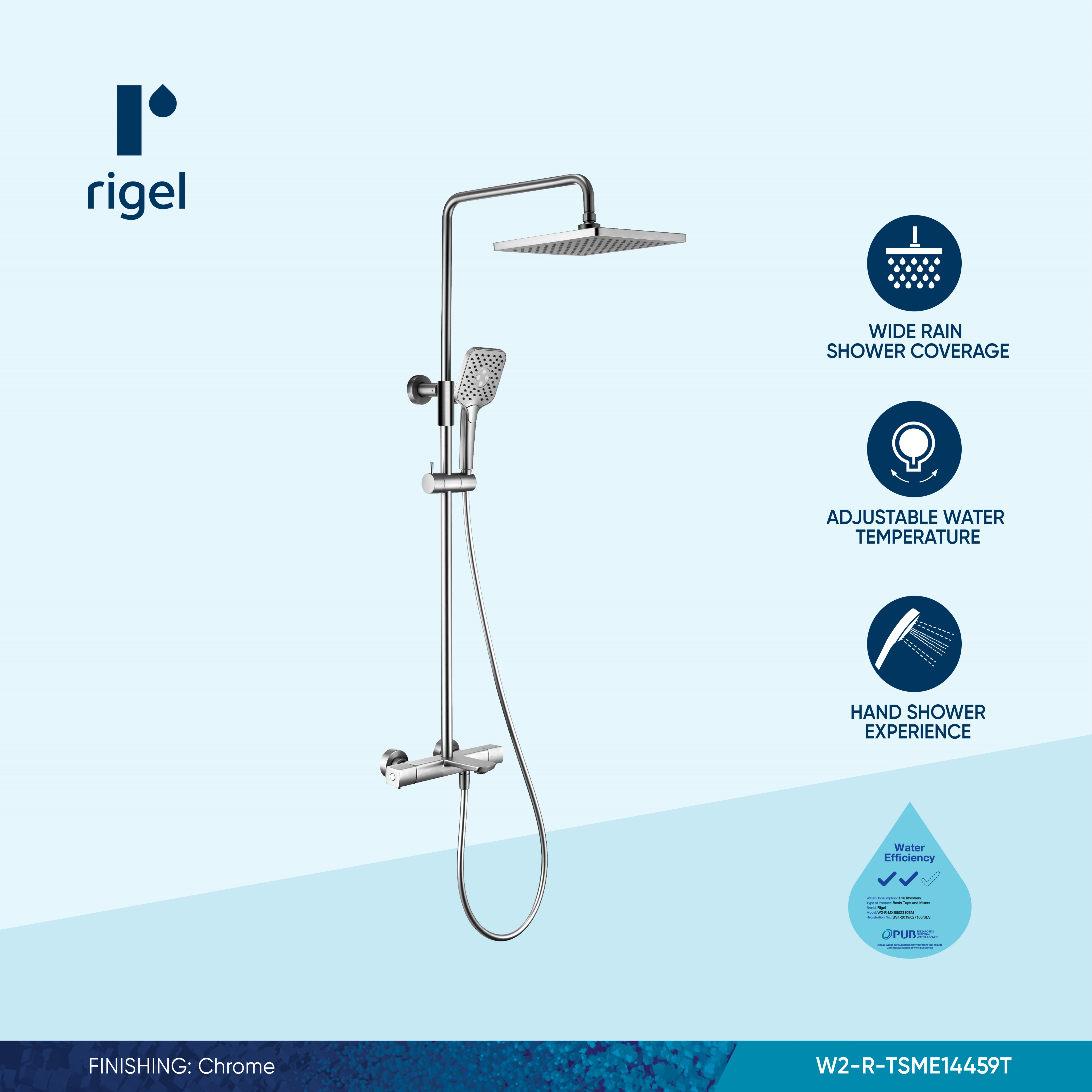 RIGEL Thermostatic Rain Shower Set TSME14459T | Shopee Singapore
