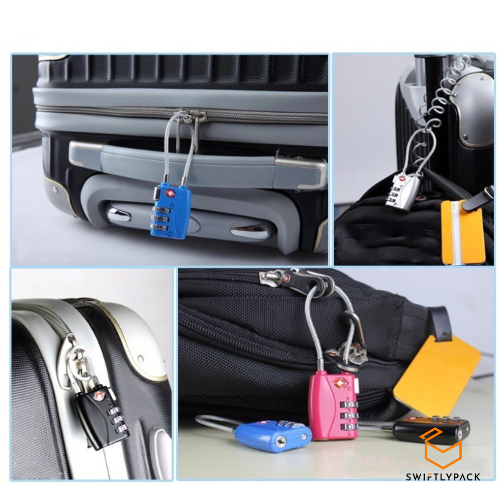 TSA Luggage Lock 3 Digit Combination Cable Padlock For Travel Suitcase ...