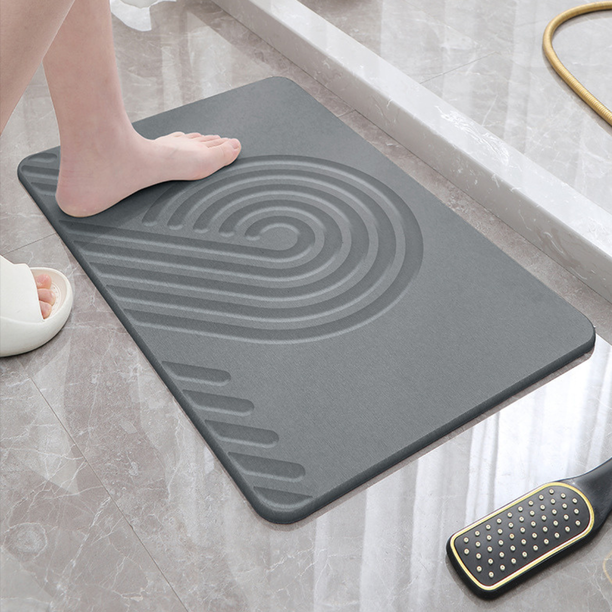 🇸🇬 Foldable Elegant Diatomite Stone Mat Bath Mat Fast Absorbing Non ...