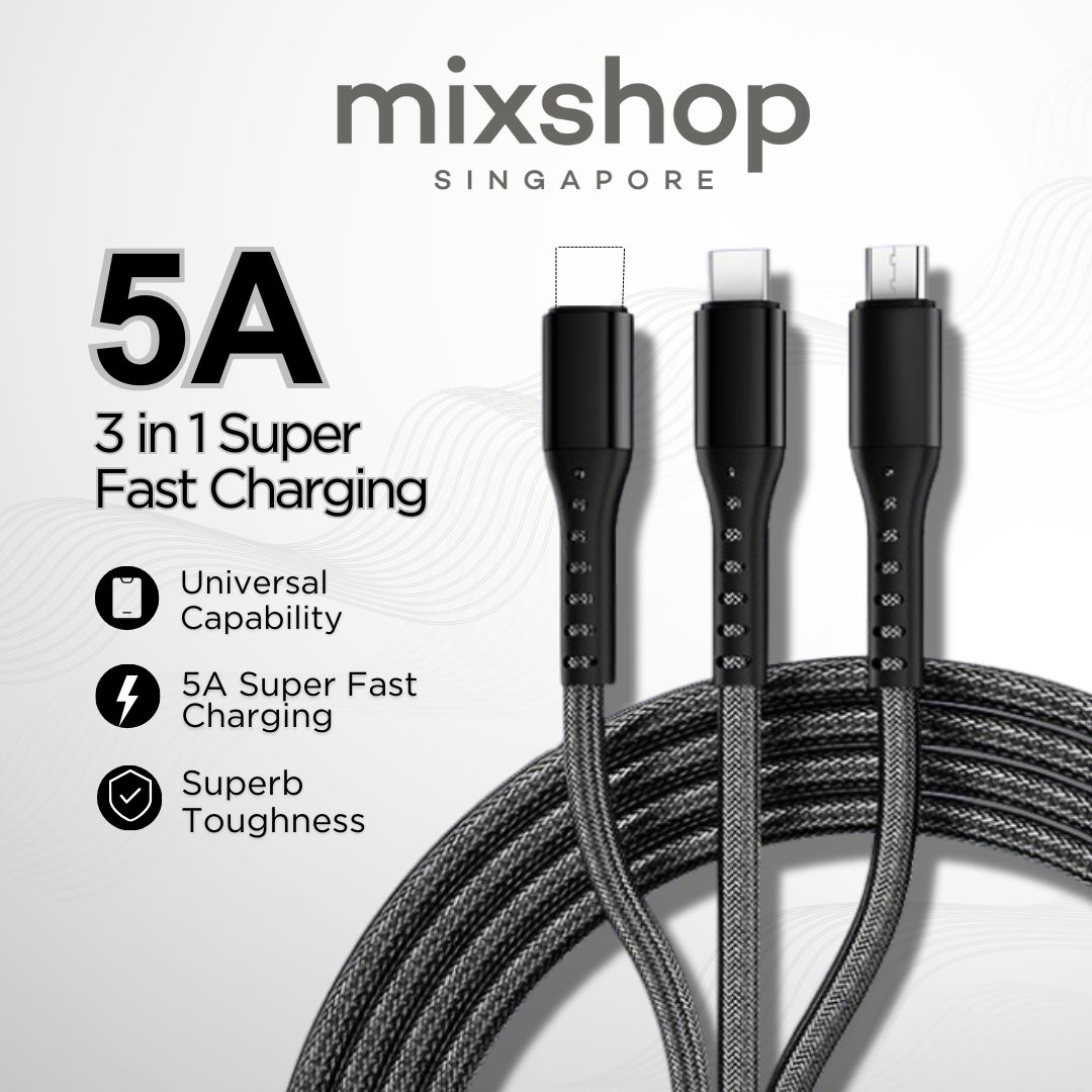 mixshop 3-IN-1 Multi Charging Cable ,5A Super Fast Charging Cable[SG ...