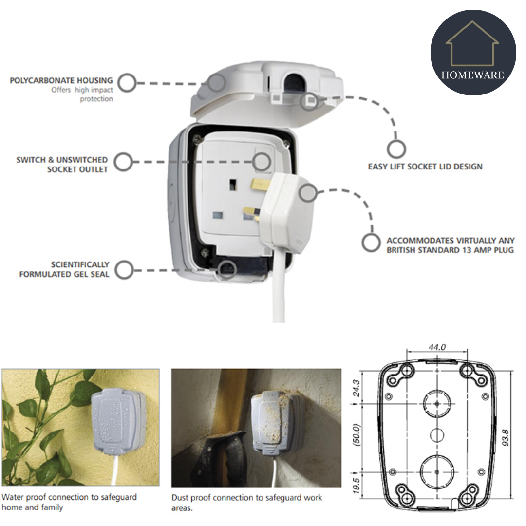 MK Masterseal IP66 Waterproof Socket | Shopee Singapore
