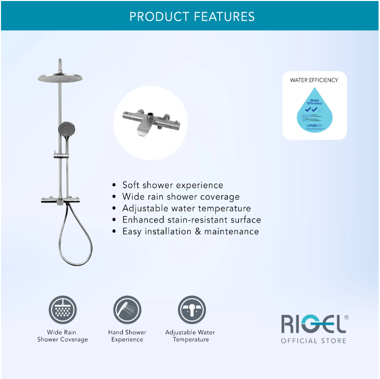 [P.O] RIGEL Thermostatic Rain Shower Set TSME14418T - End October ...