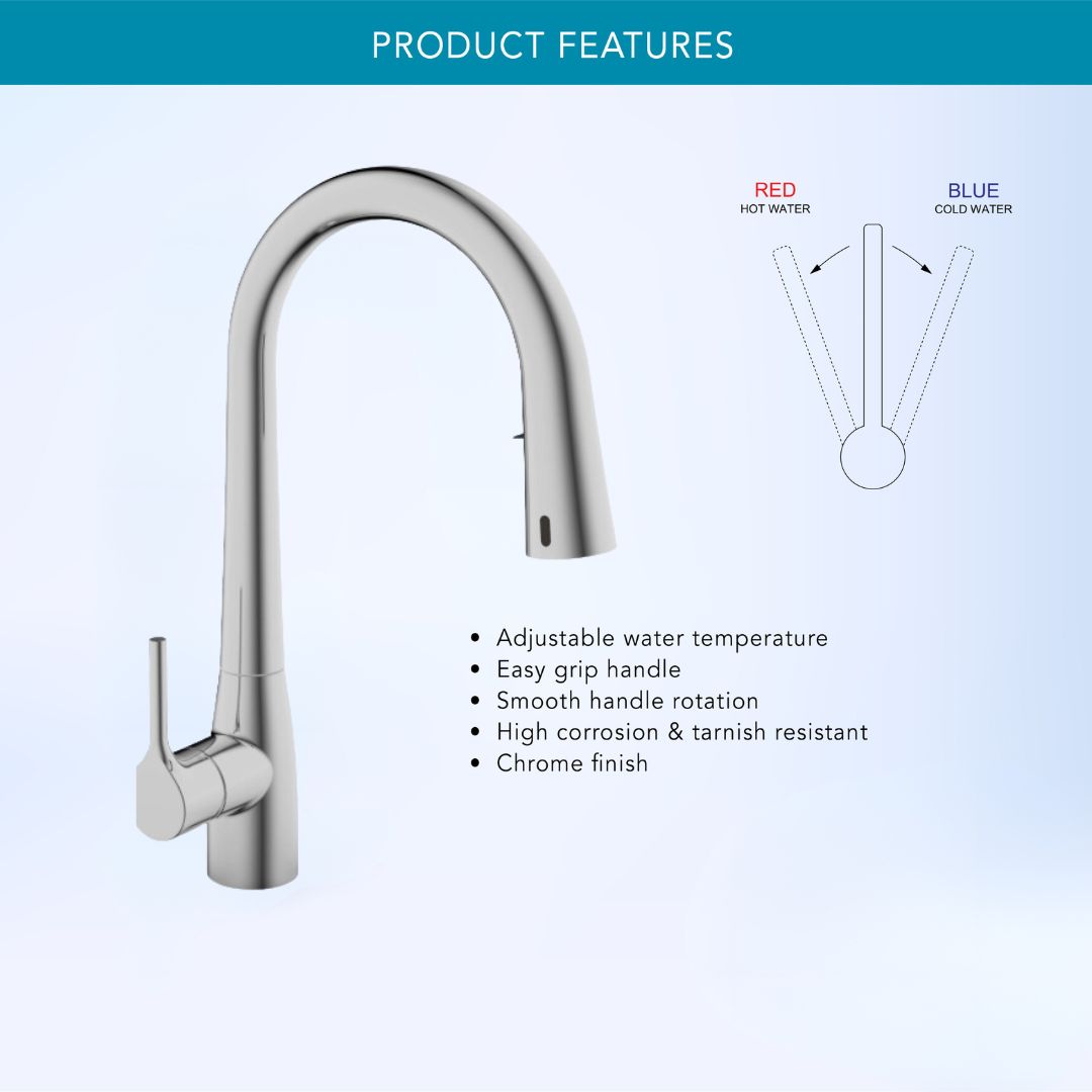 RIGEL Sensor Kitchen Faucet Mixer Tap R-MXK1400028PBB | Shopee Singapore