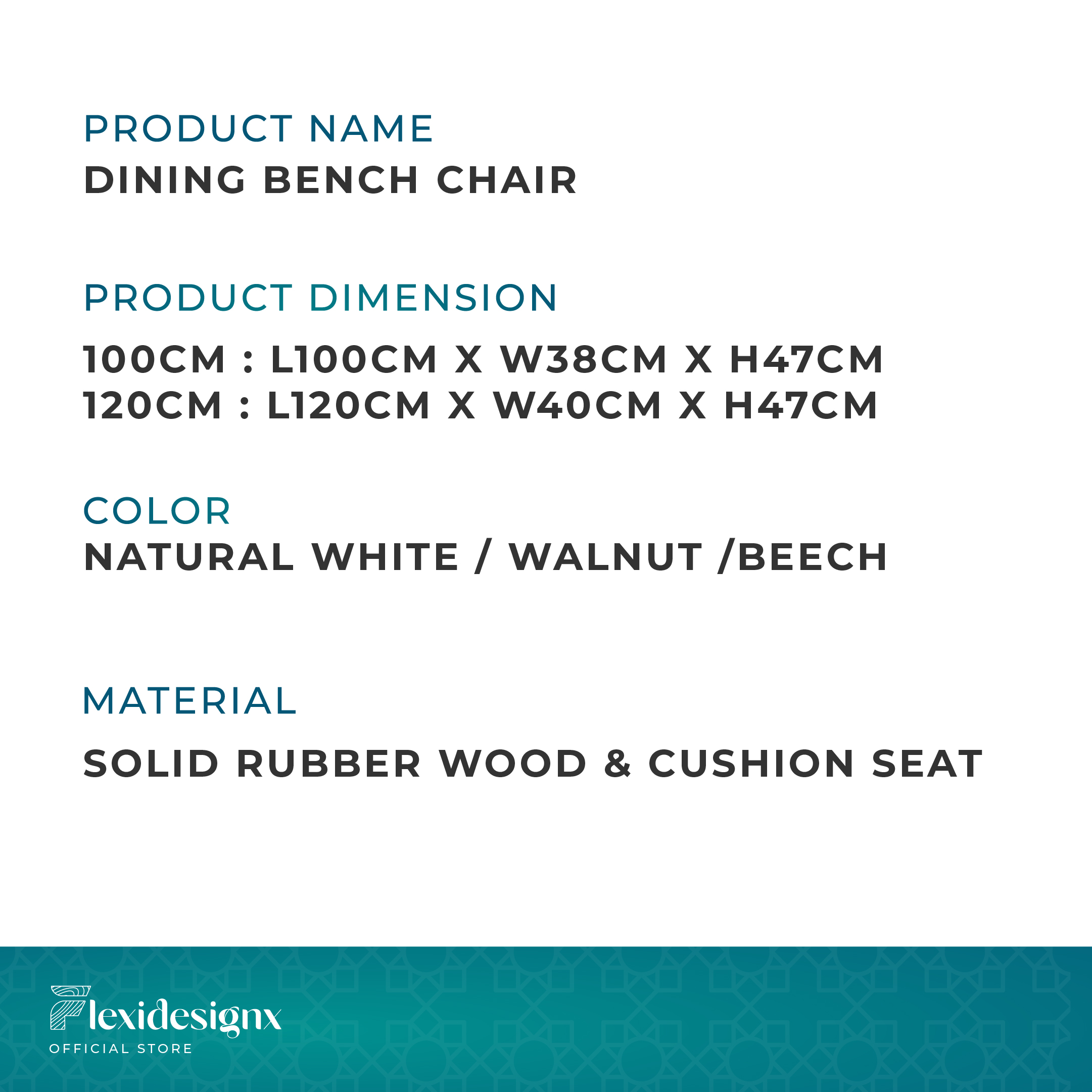 120cm Dining Bench/Solid Wood Bench 180kg/2 Seater Bench/Walnut Bench ...
