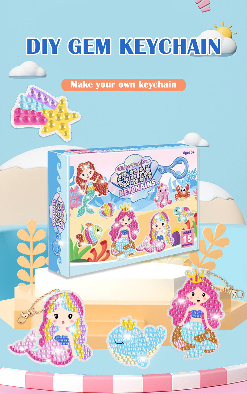 【15pcs】DIY GEM Keychains set, Diamond Art Pendant Kits, Handmade Mosaic ...