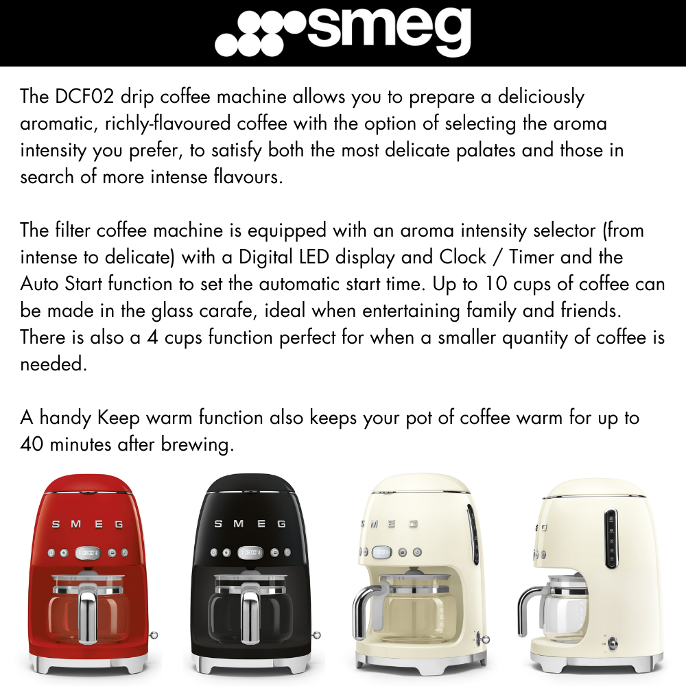 SMEG Drip Filter Coffee Machine - Available in 7 Colors, 50's Retro ...