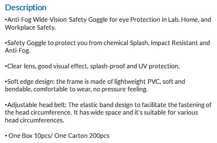 Anti-Fog Safety Eyewear / PPE Eye Protection Goggle/ Eye Protection ...