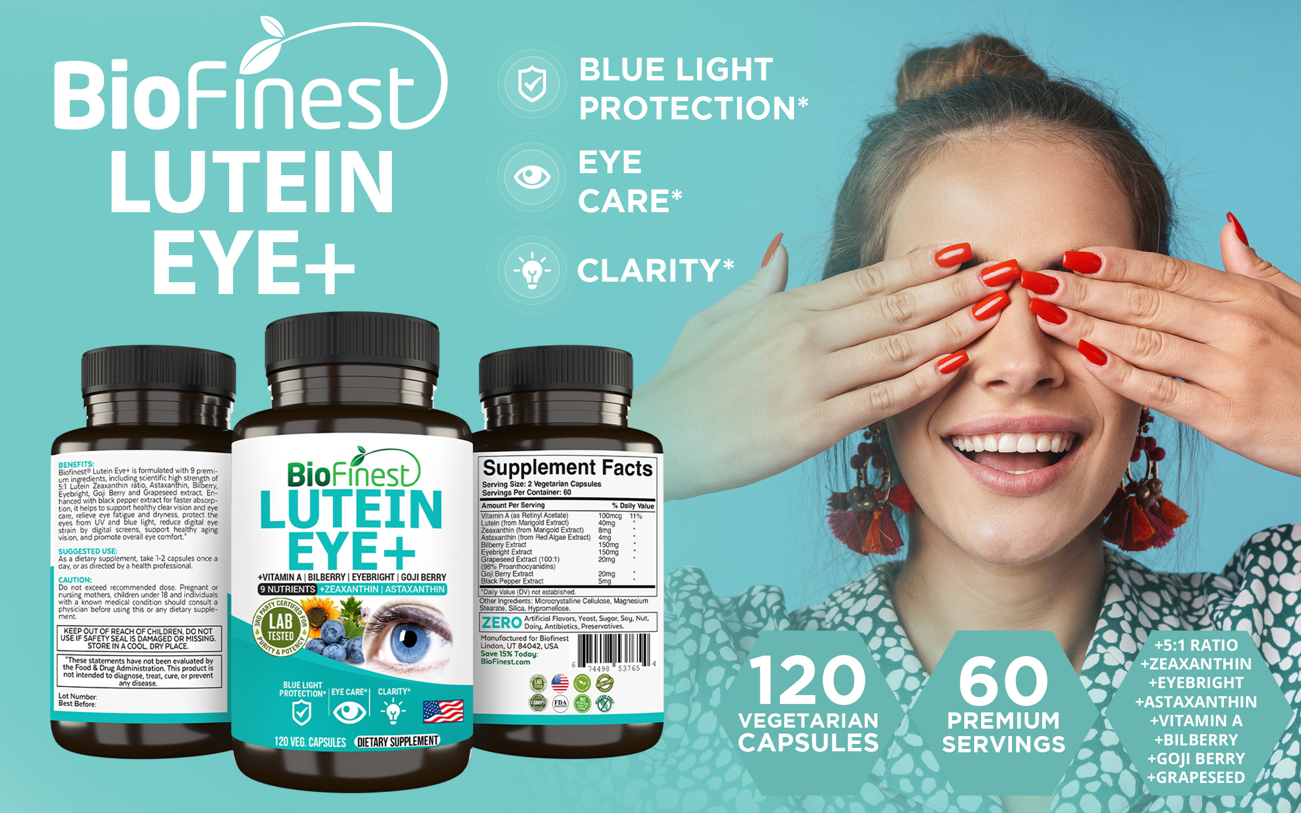 [Bundle of 3] Biofinest Lutein Eye+ Vitamin - Bilberry Supplement ...