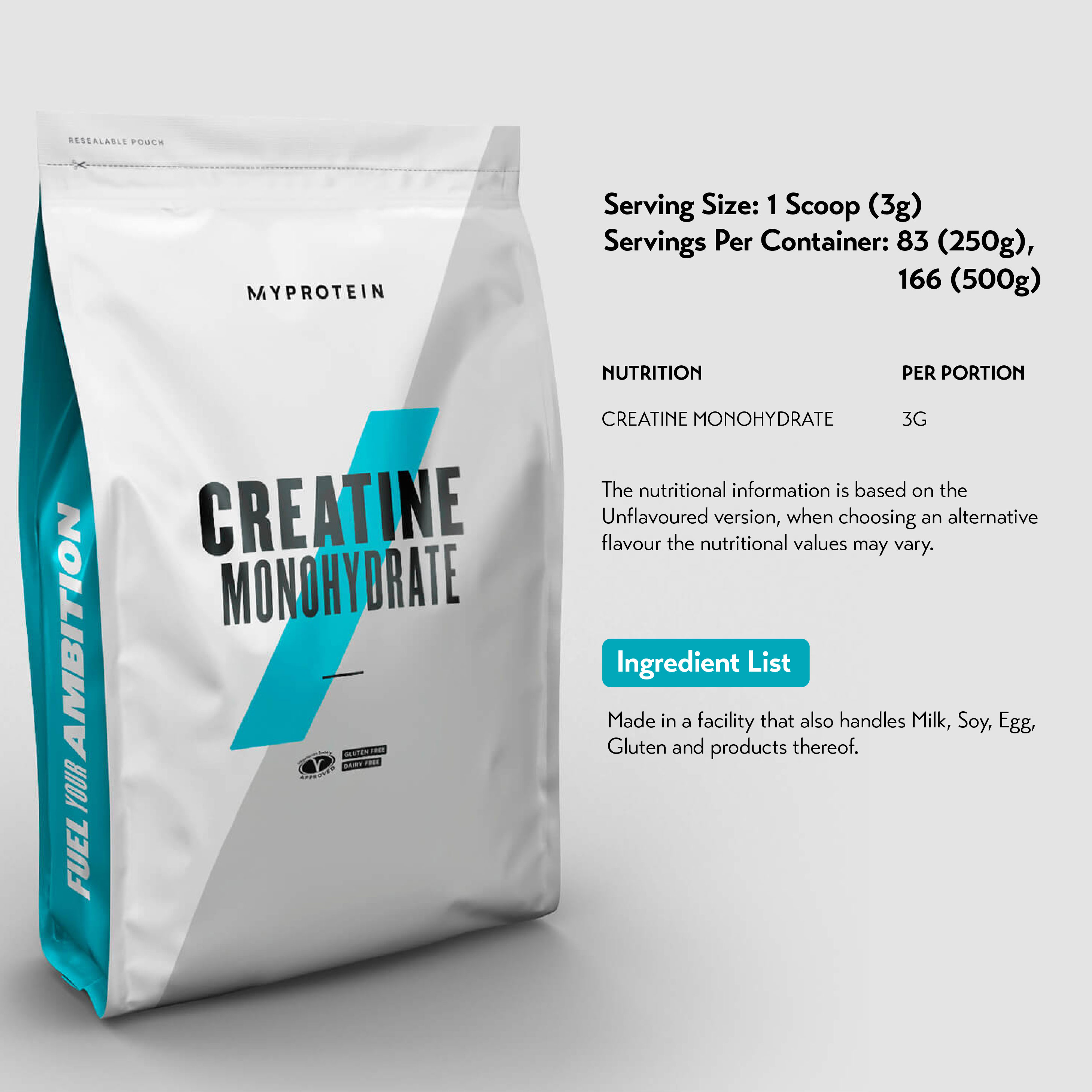 MyProtein Creatine Monohydrate (250g, 500g, 1kg) | Shopee Singapore