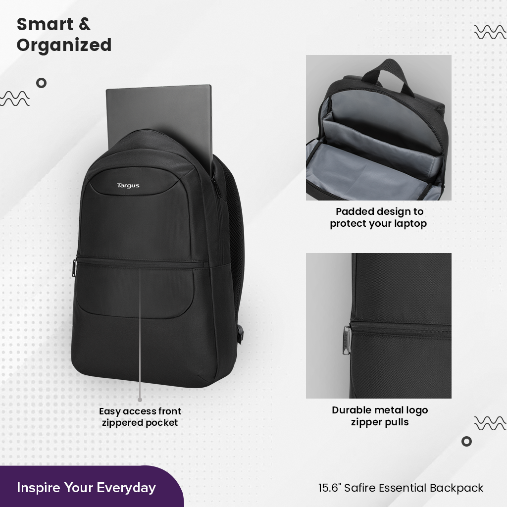 Targus 15.6" Safire Essential Backpack (Black) - TBB580 | Shopee Singapore