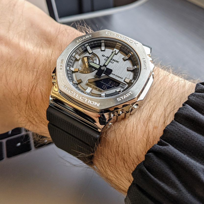 [Creationwatches] Casio G-Shock Metal Covered Analog Digital Resin Strap Quartz GM-2100-1A ...