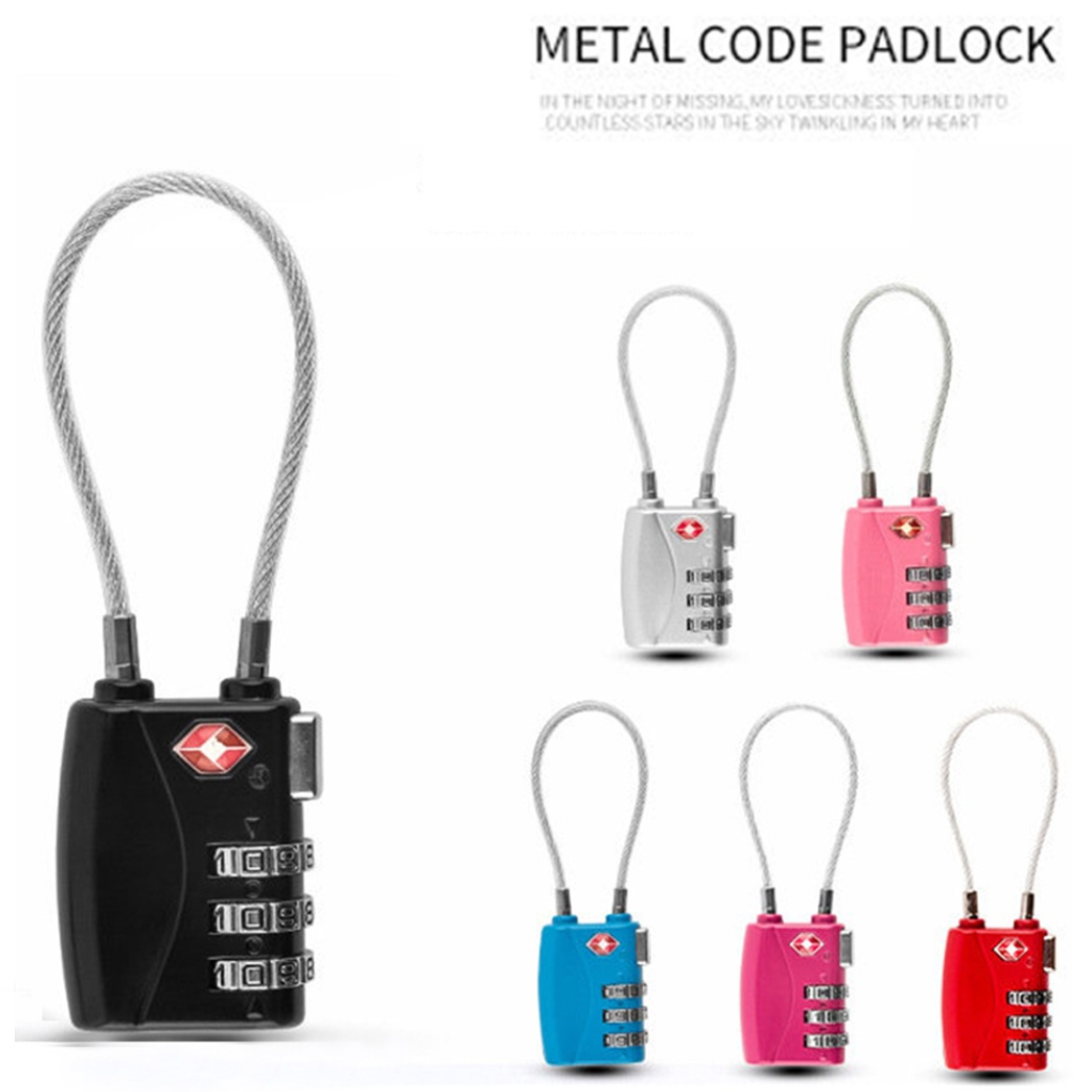 TSA Luggage Lock 3 Digit Combination Cable Padlock For Travel Suitcase ...