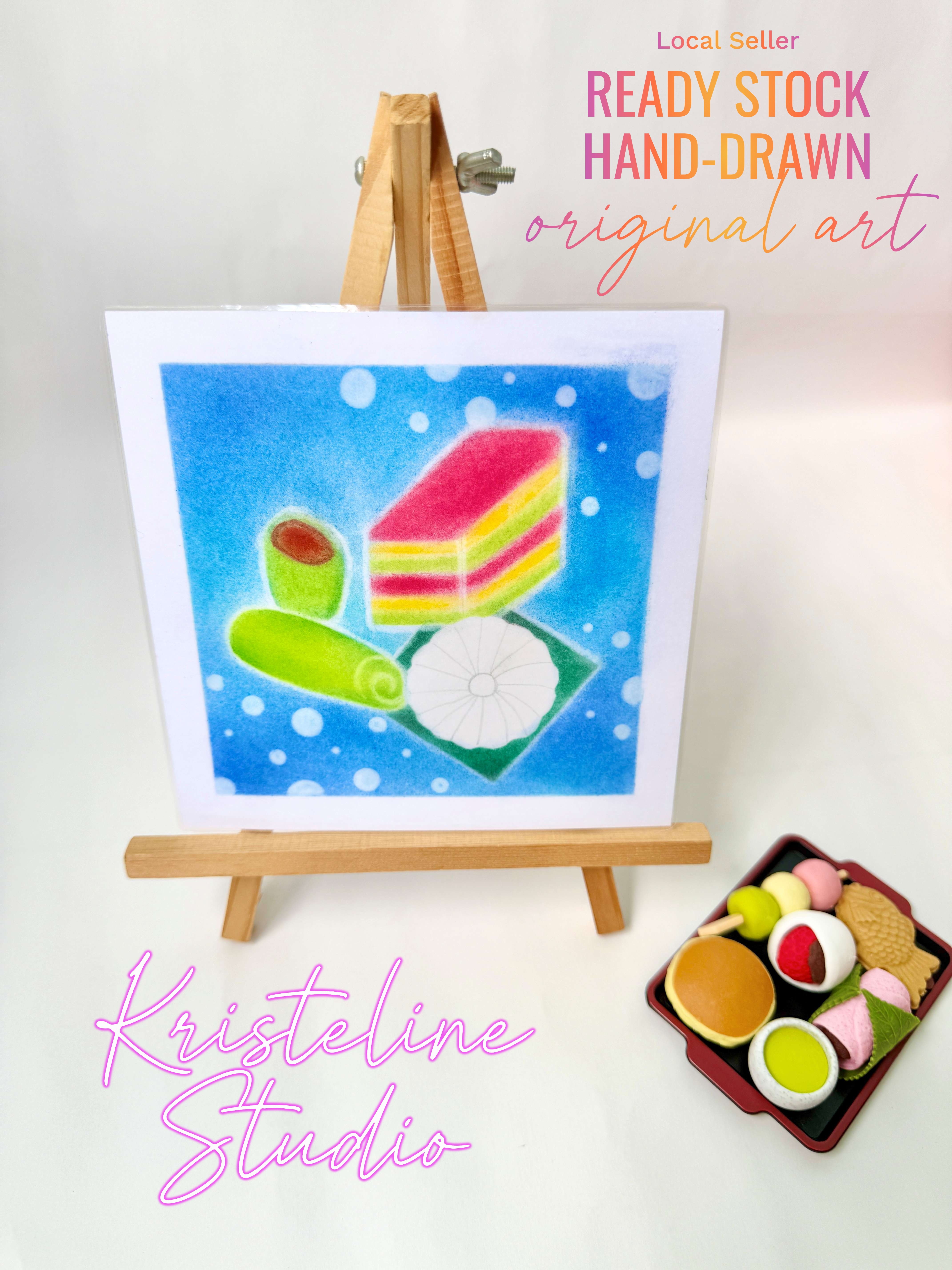 [LOCAL STOCK 🇸🇬] My Favourite Kueh Hand-Drawn Nagomi Square Art Drawing ...