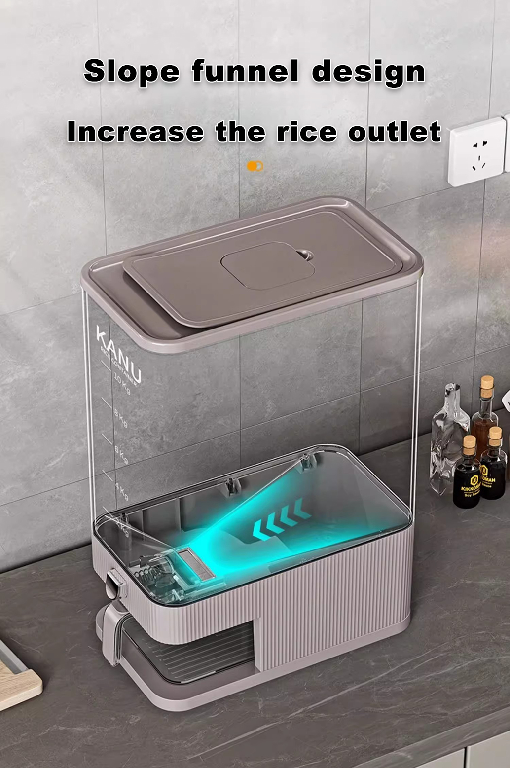 5KG/10KG Rice Storage Container Insect-proof Rice Dispenser Kitchen ...