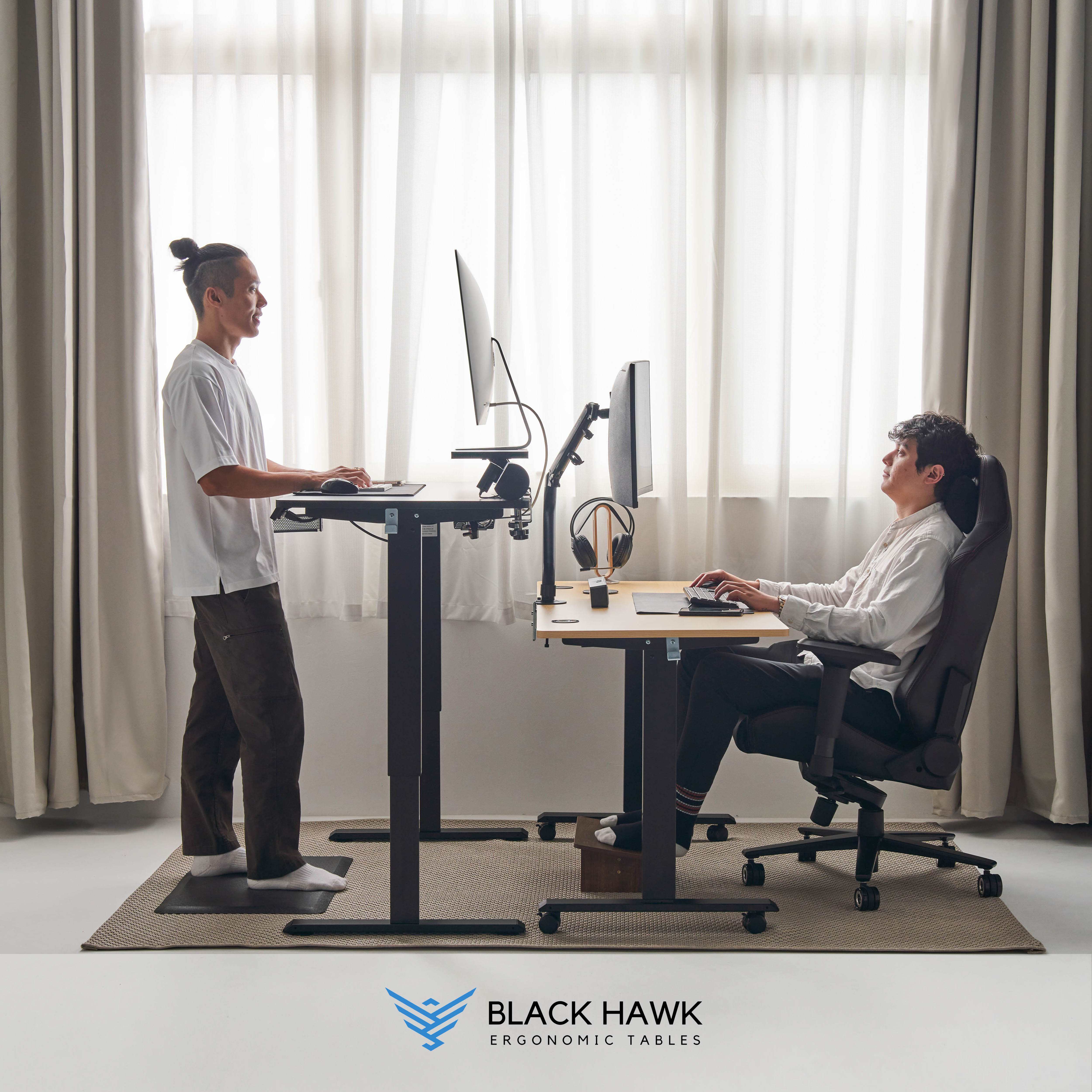 🦅 (𝐒𝐆 𝐒𝐓𝐎𝐂𝐊) Black Hawk Ergonomic Monitor Riser | Clamp-On Monitor ...