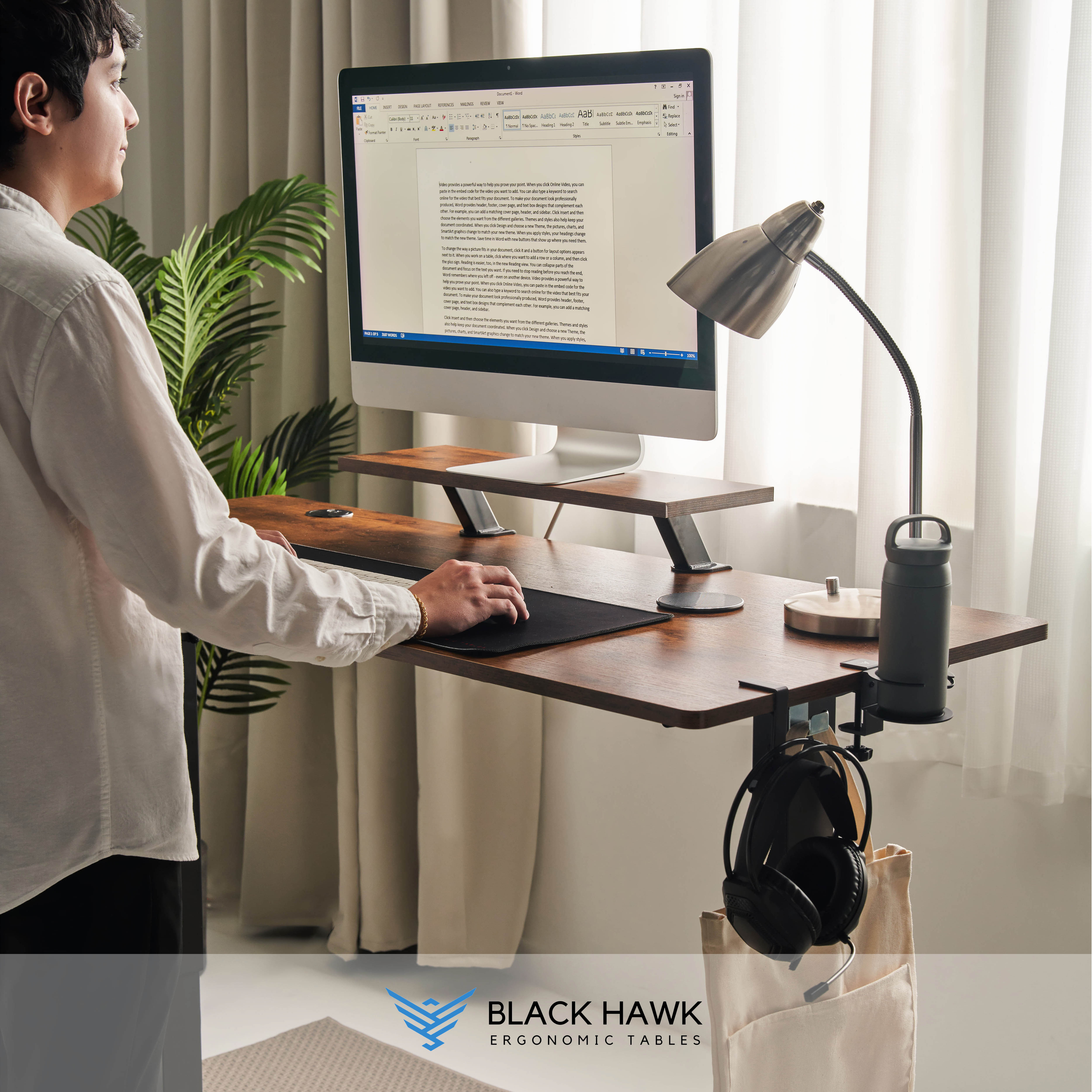 🦅 (𝐒𝐆 𝐒𝐓𝐎𝐂𝐊) Black Hawk Ergonomic Monitor Riser | Clamp-On Monitor ...