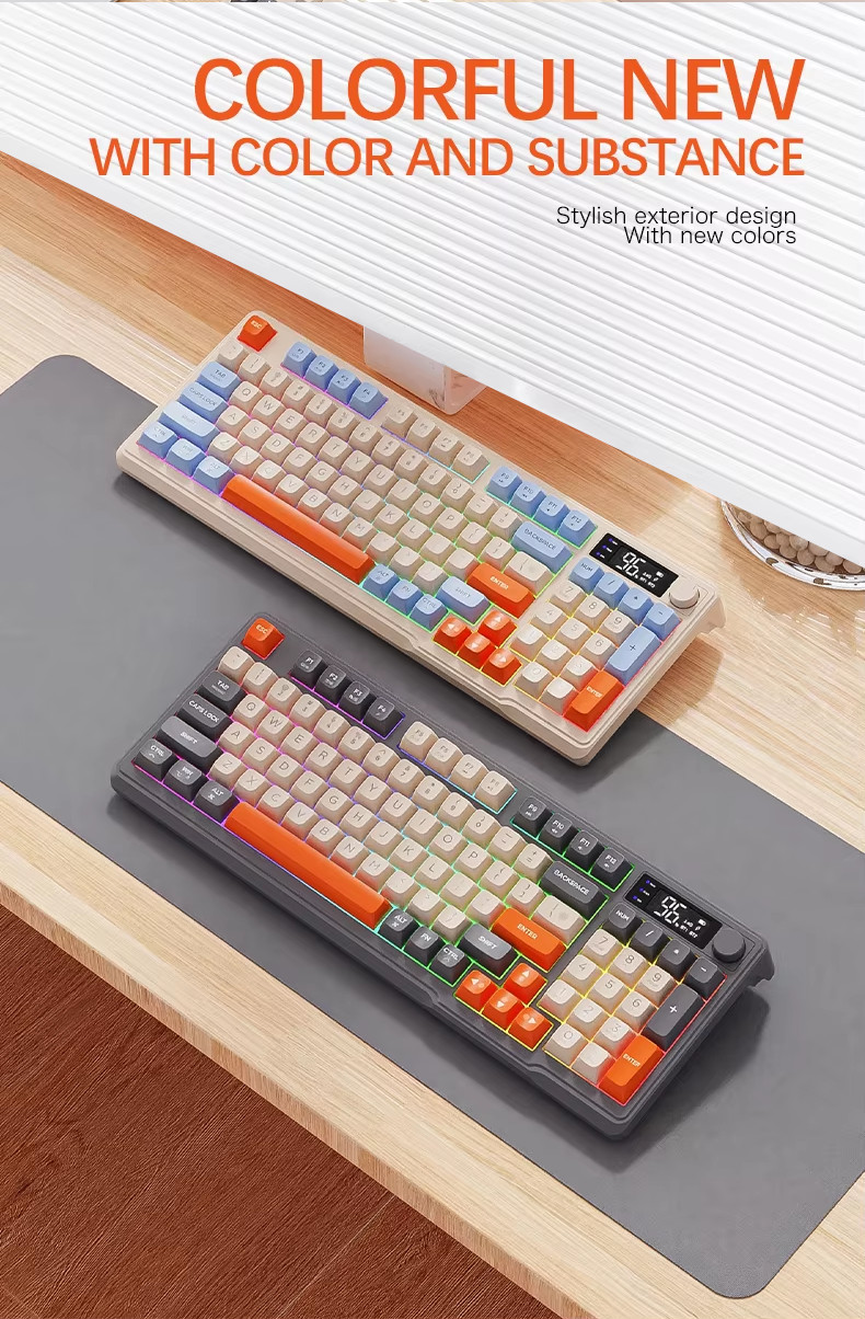 M96 Wireless Gaming Mechanical-Feel LED Backlit Keyboard Bluetooth/2 ...