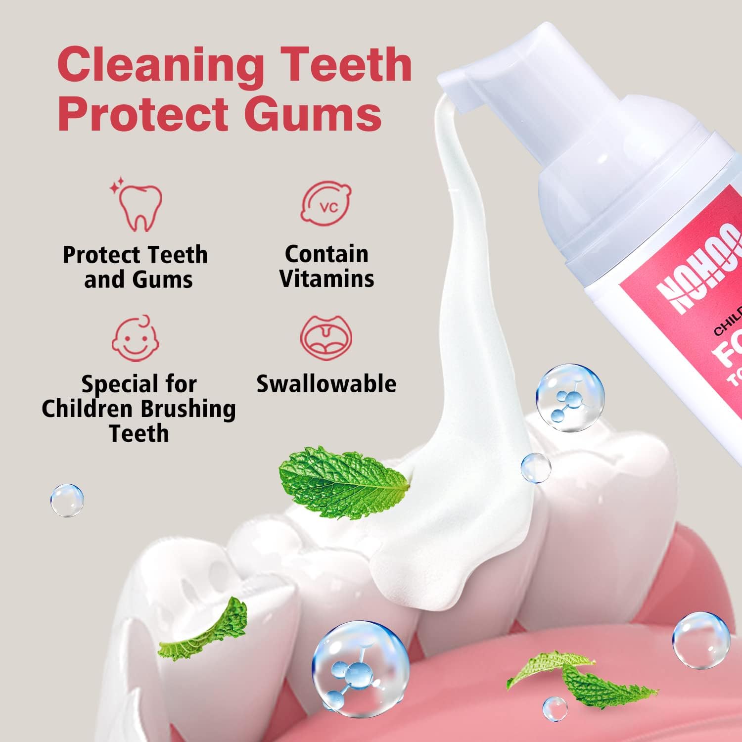 🌟💯% AUTHENTIC🌟 NOHOO Kids Foam Toothpaste with Fruit Flavor, Fluoride ...