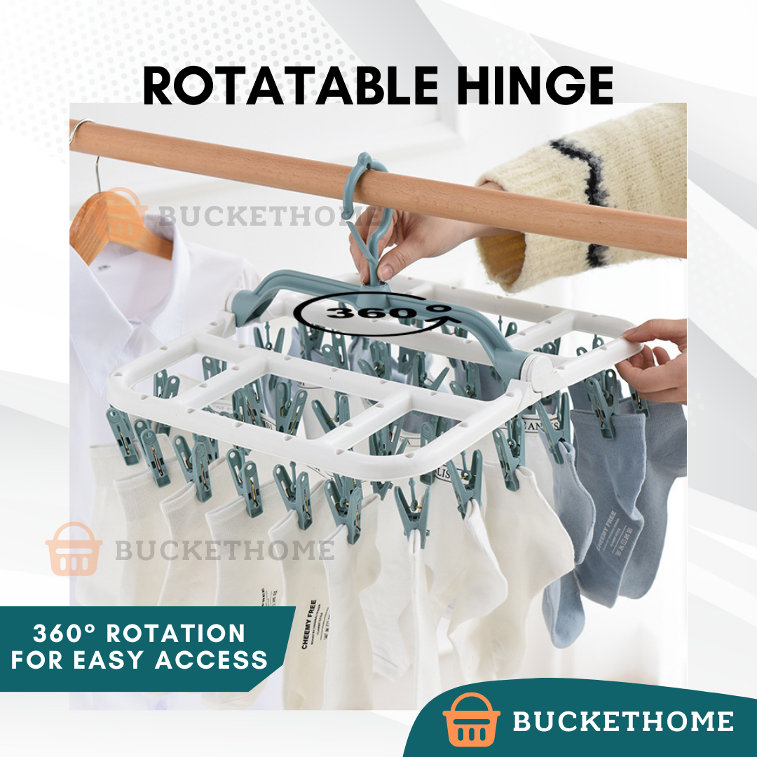 [SG Seller] Multi Clip Clothes Hanger with Lockable Hook for Drying ...