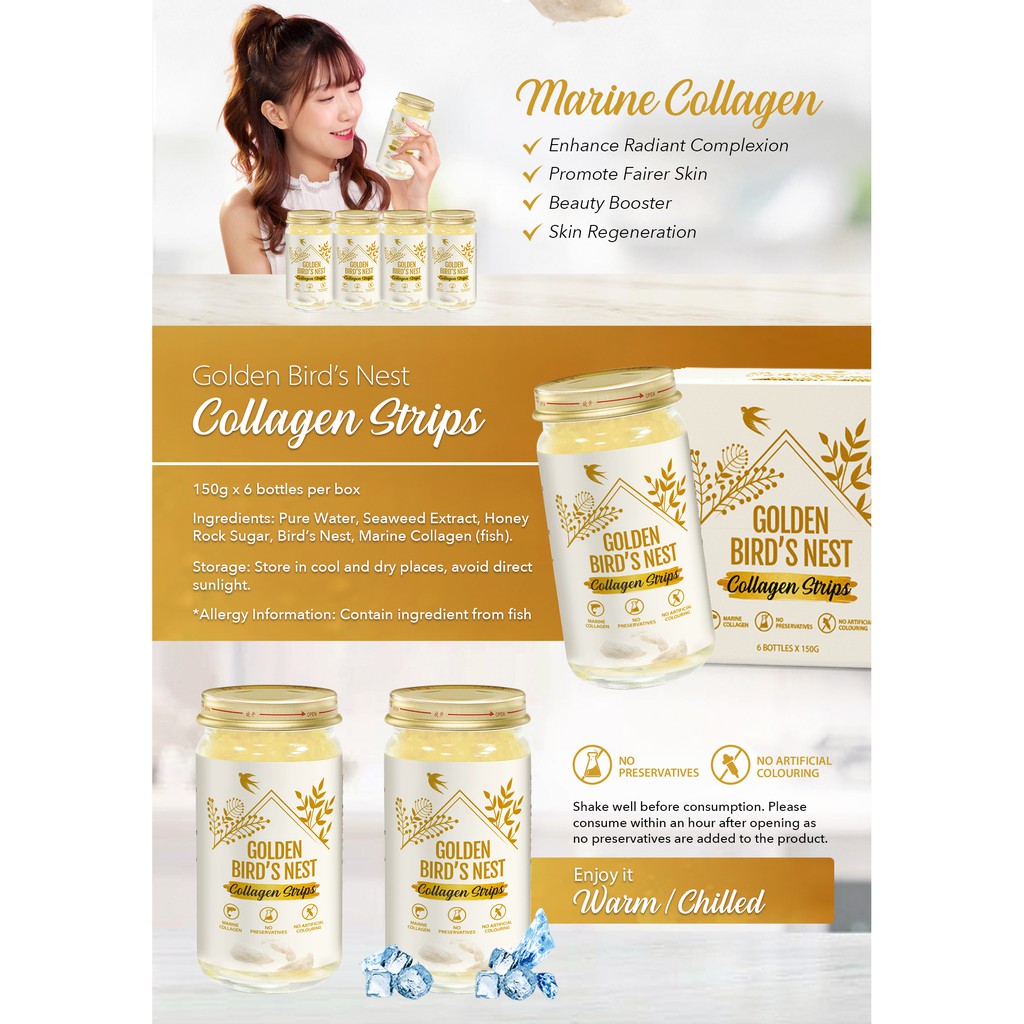 [VALUE BUNDLE] 2x Golden Bird's Nest Collagen Strips(12 bots) + 2x Good ...