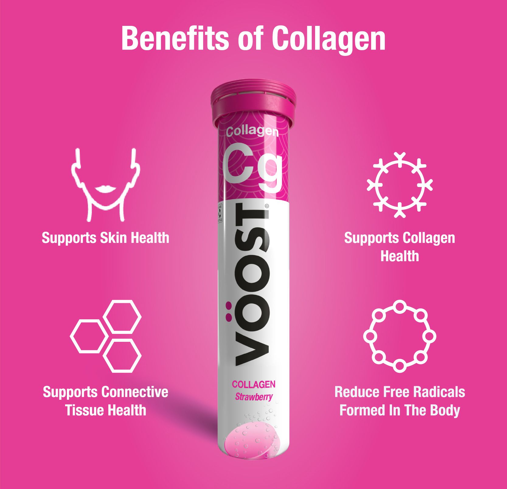 VOOST Collagen Effervescent Vitamin Supplement 60 Tabs to support skin ...