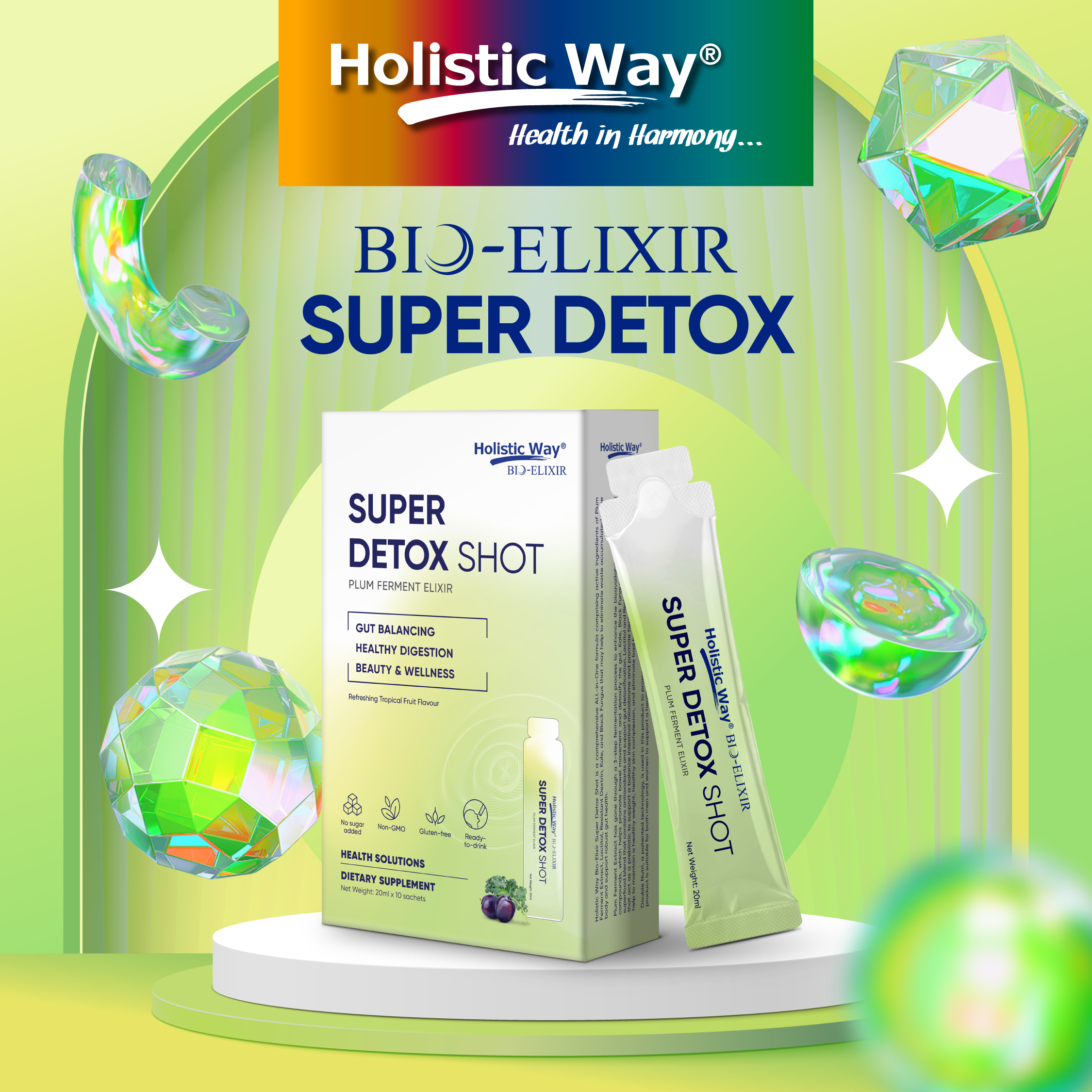 Exp:06/26 Holistic Way Bio-Elixir Super Detox Shot - Halal | Vegan (10 ...