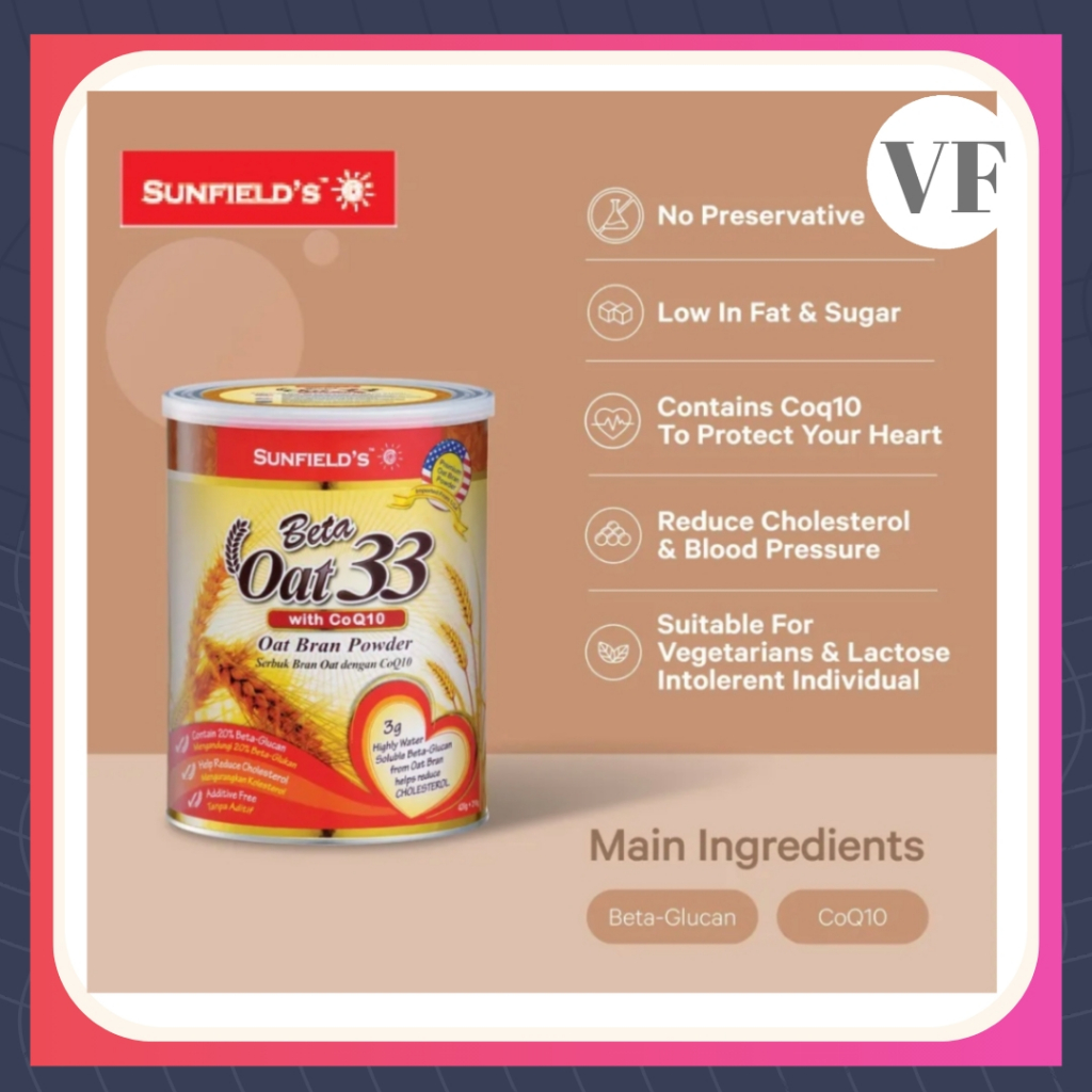 Sunfield's Beta Oat 33 With CoQ10 Oat Bran powder 630g & Grain Plus 22 ...