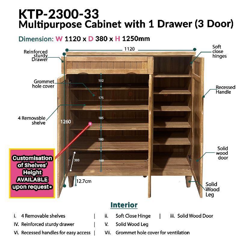 SG Ready Stock New 2 Door or 3 DOOR Multipurpose Cabinet With 1 Drawer ...