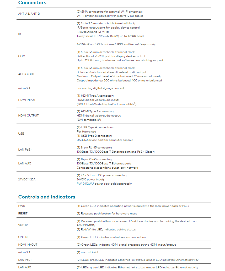 Crestron AirMedia® Receiver 3200 with Wi‑Fi® Network Connectivity P/N ...