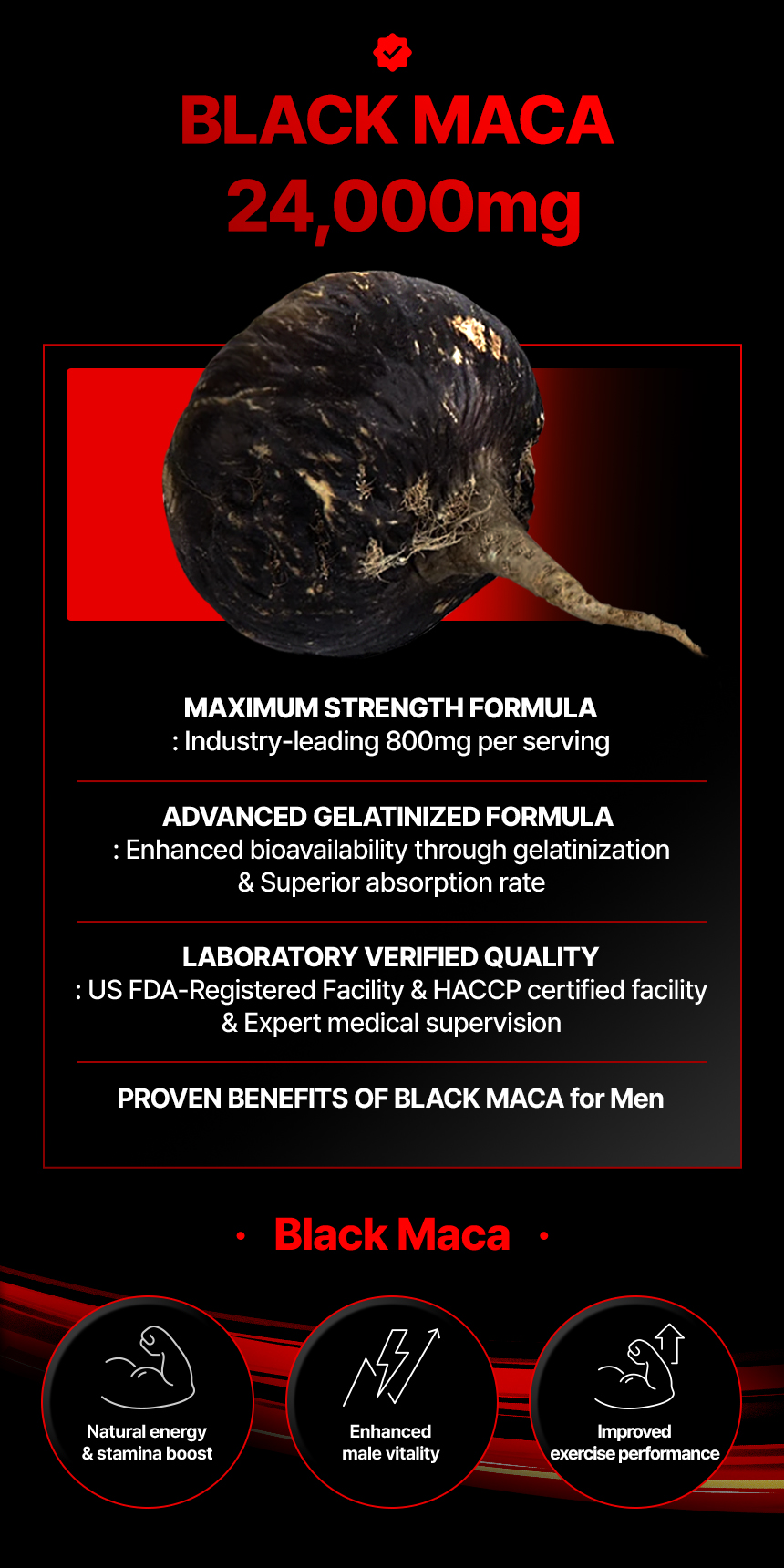 Dr. GET IT Vital Force Testosterone Stamina Booster with Black Maca, L ...