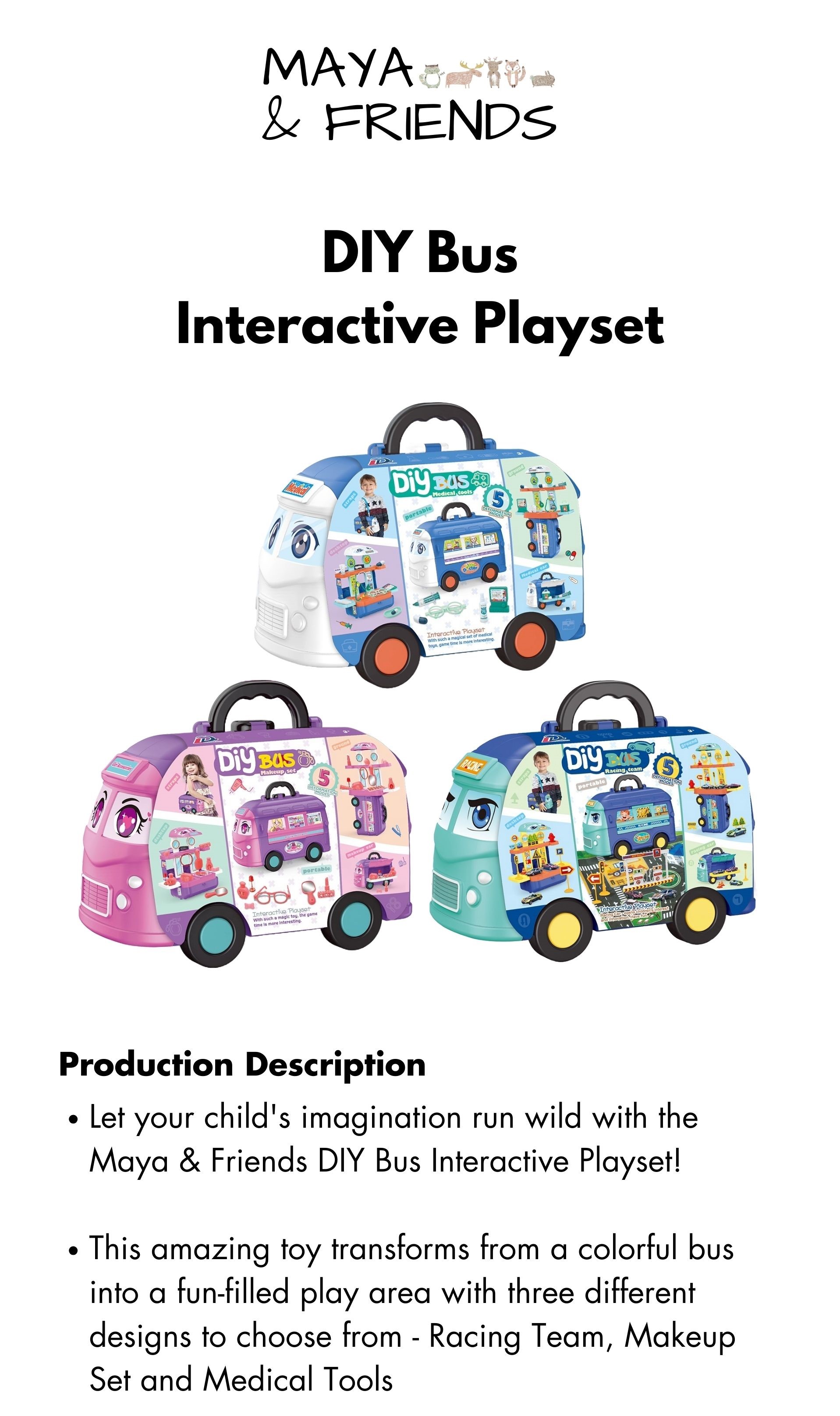 Infantino | Maya & Friends DIY Bus Interactive Playset (Racing Team ...
