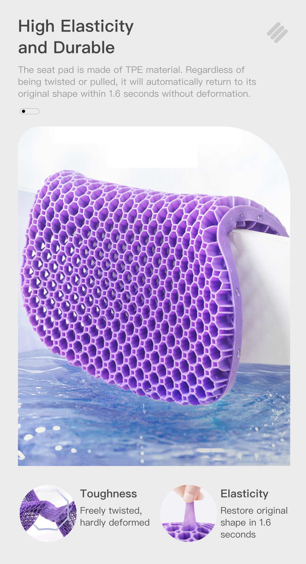 Buttocks Beauty Cushion TPE Cooling Seat Pad High Elastic Honey Comb ...