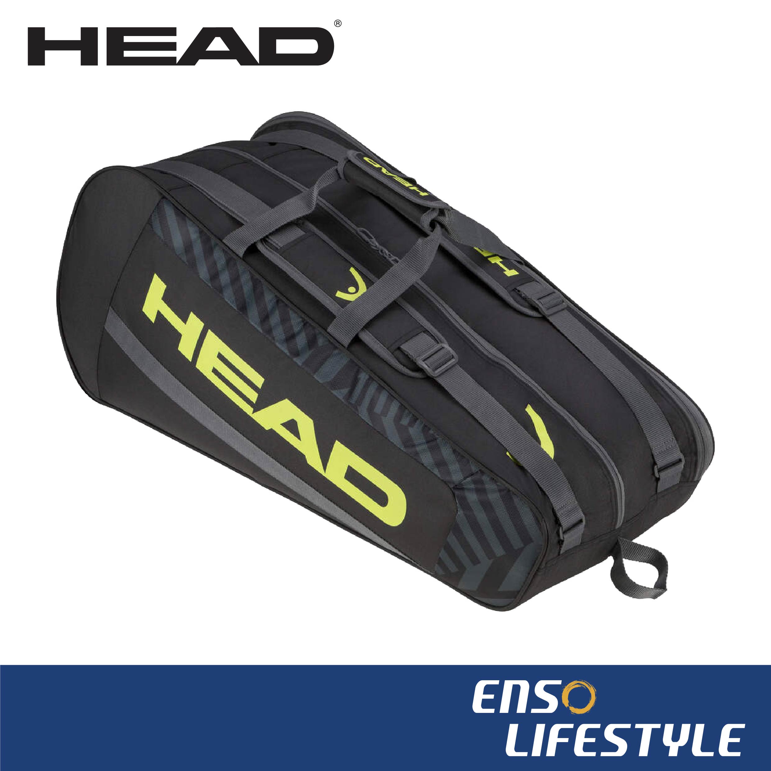 HEAD Tennis Racket Bag - Base Racquet Bag M (Black/Neon Yellow) [Enso ...