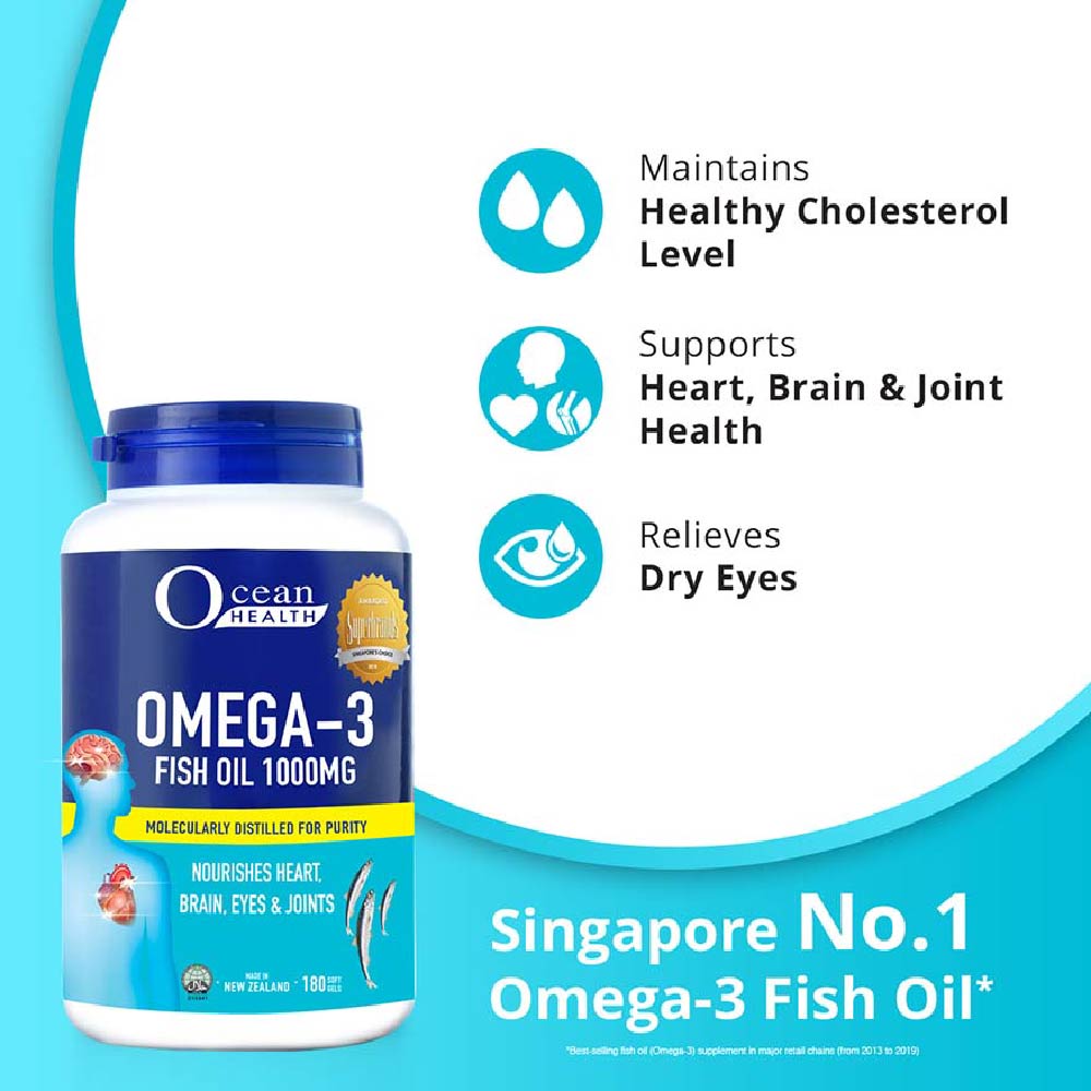 OCEAN HEALTH Omega-3 Fish Oil Softgel 1000mg Packset(For Heart, Brain ...