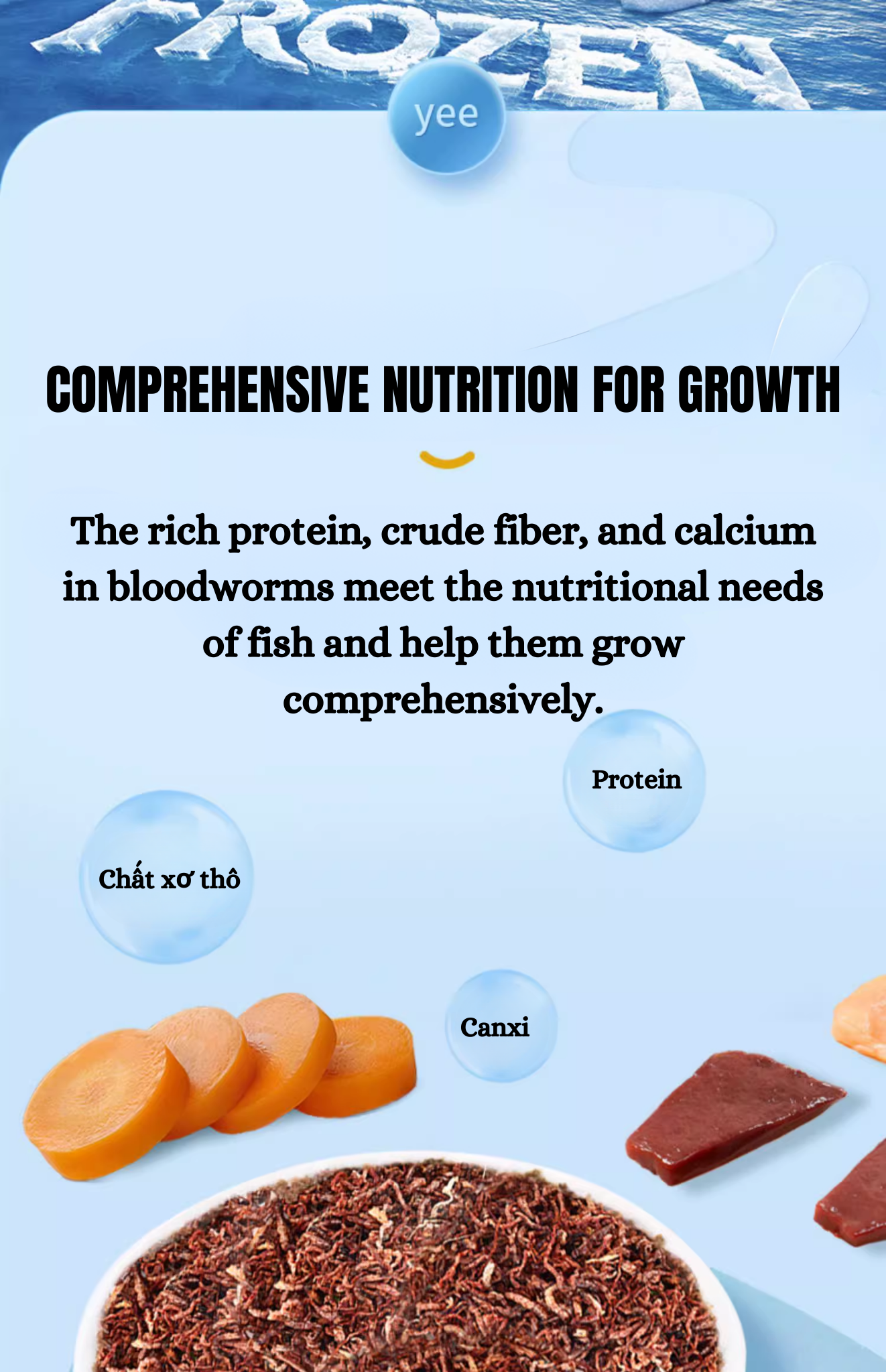 YEE Aquarium Fish Food Pellet, Freeze Dried Red BloodWorm For Tropical ...