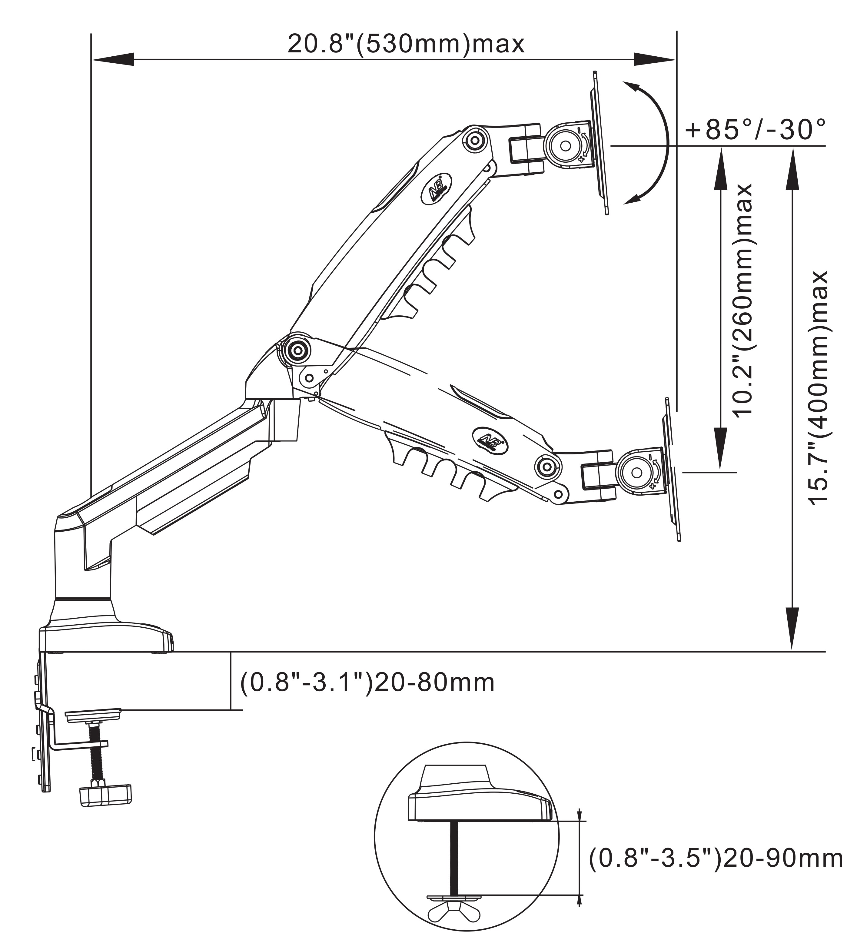 North Bayou NB Monitor Bracket, Monitor Stand, Monitor Arm Dual F160 ...