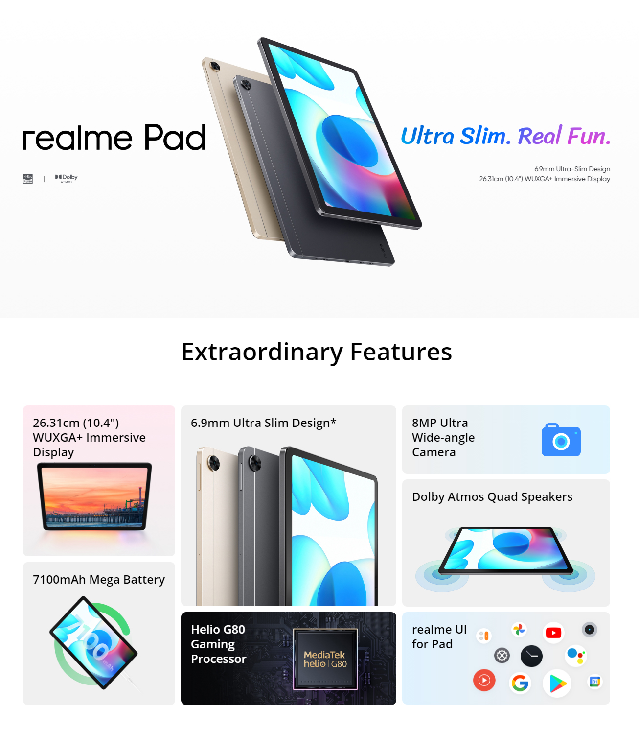 realme Pad LTE Tablets New (4+64GB) (6+128GB) | 10.4" HD Display | 6 ...