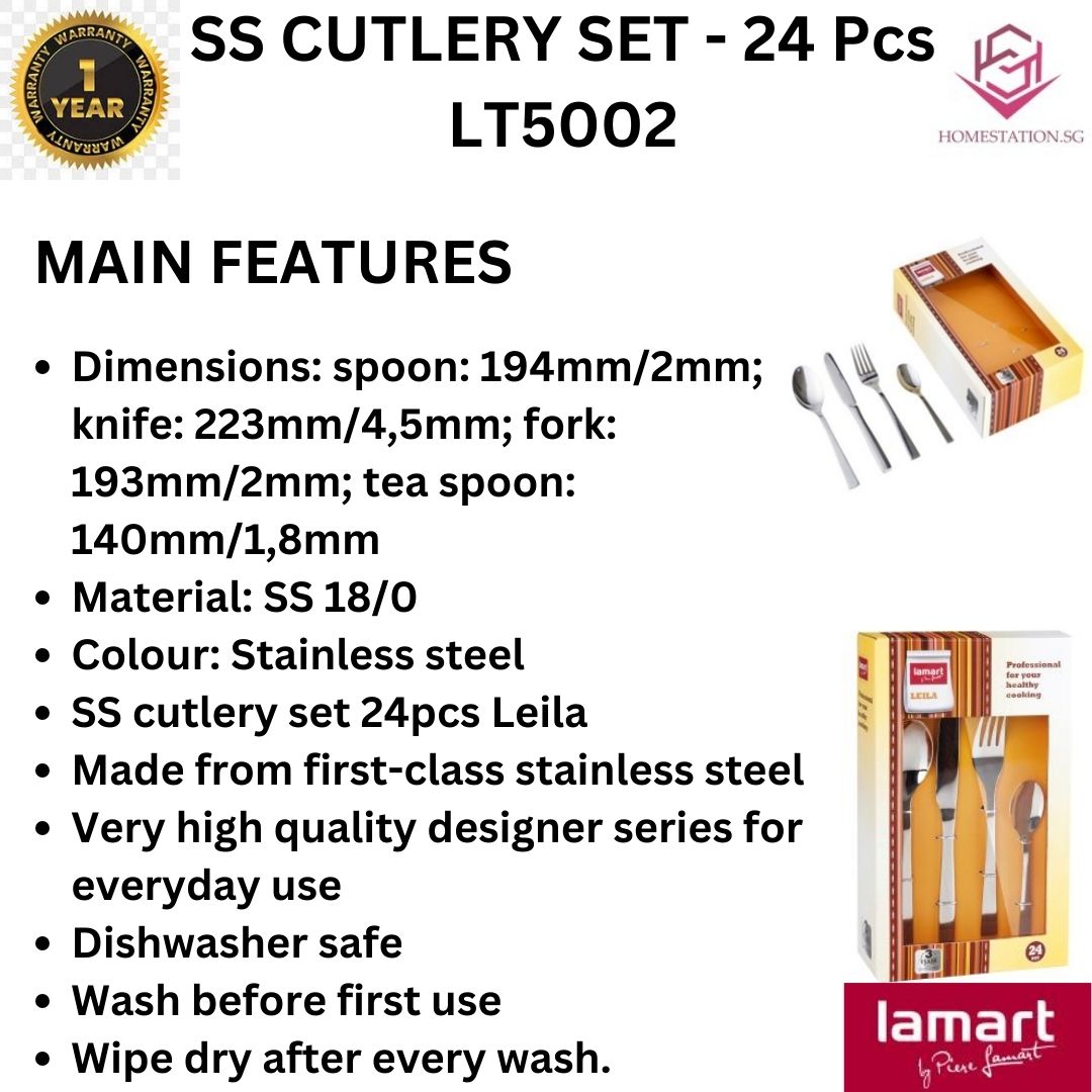 Lamart Stainless Steel 24 Pcs Cutlery Set | LT5002 | Shopee Singapore