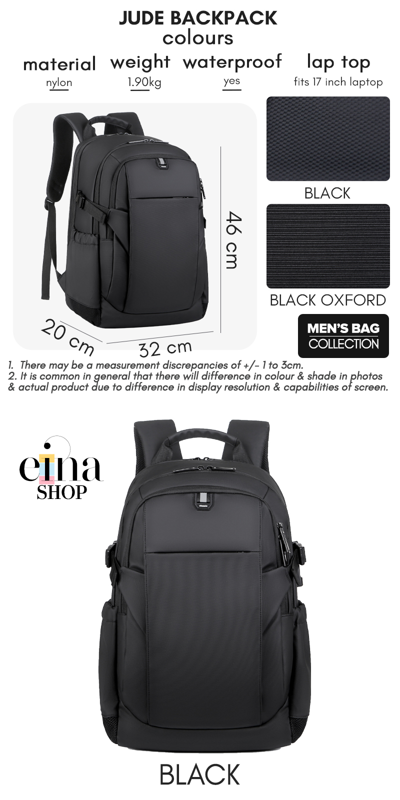 Einashop Jude Men Laptop Backpack SG Ship | Shopee Singapore