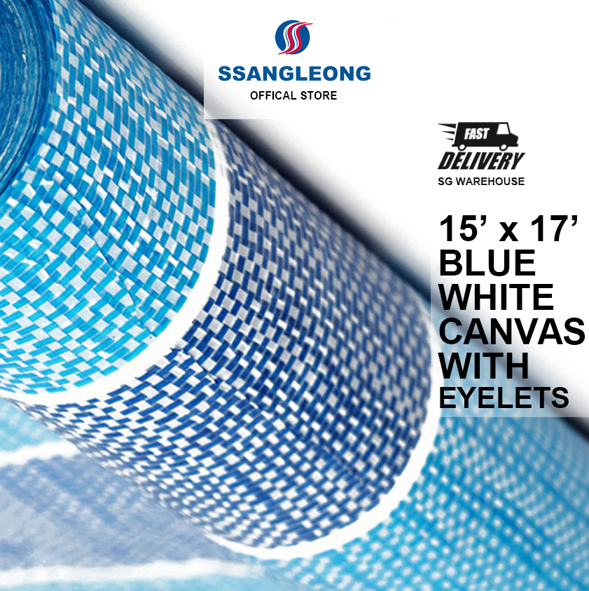[SG STOCK] 15ft x 17ft / 4.6m x 5.2m with Eyelets around the edge Blue ...