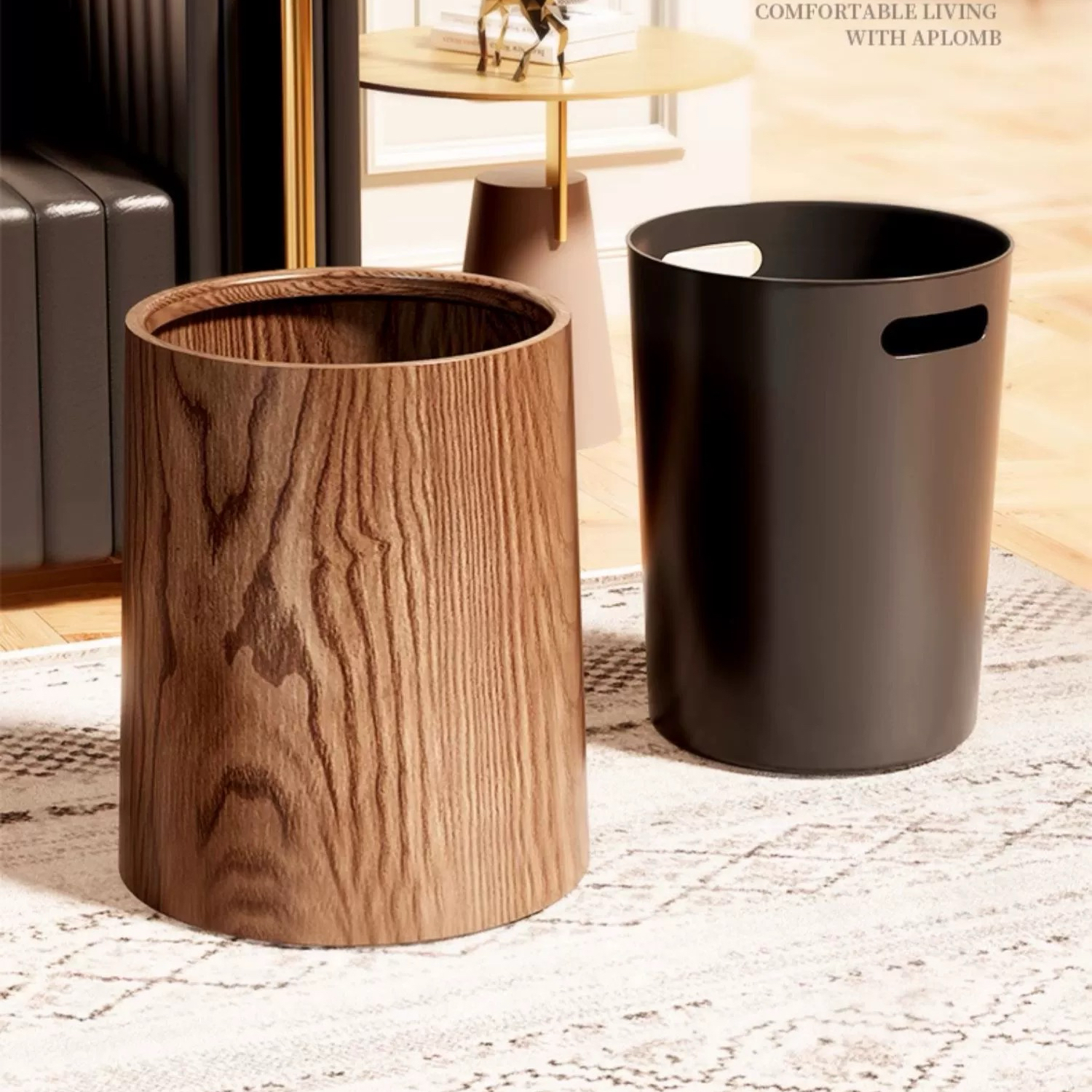 CLEARANCE! Marble/ Wood-look Waste Bin Dustbin Trashbin for kitchen ...