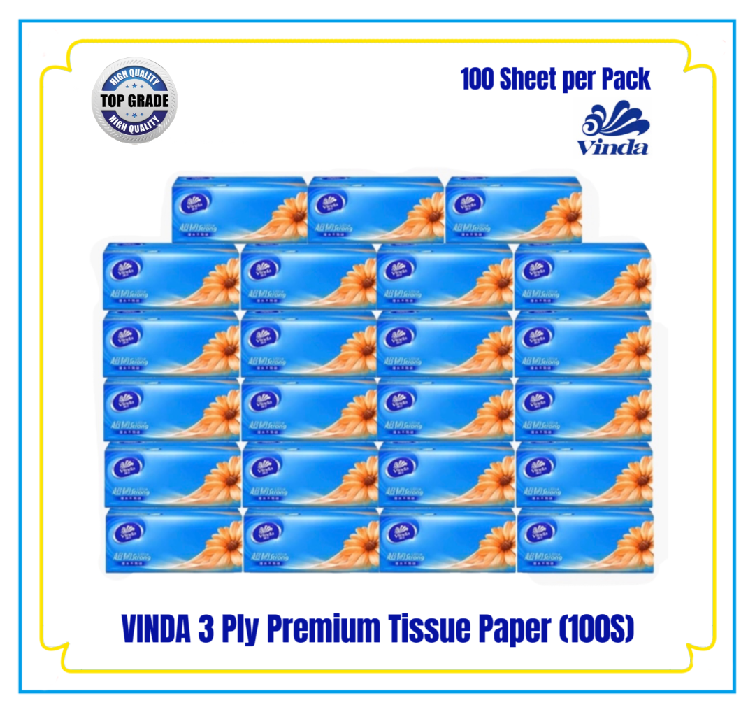 VINDA 3 Ply Premium Grade Tissue Paper (100 Sheets per Pack) | Shopee ...
