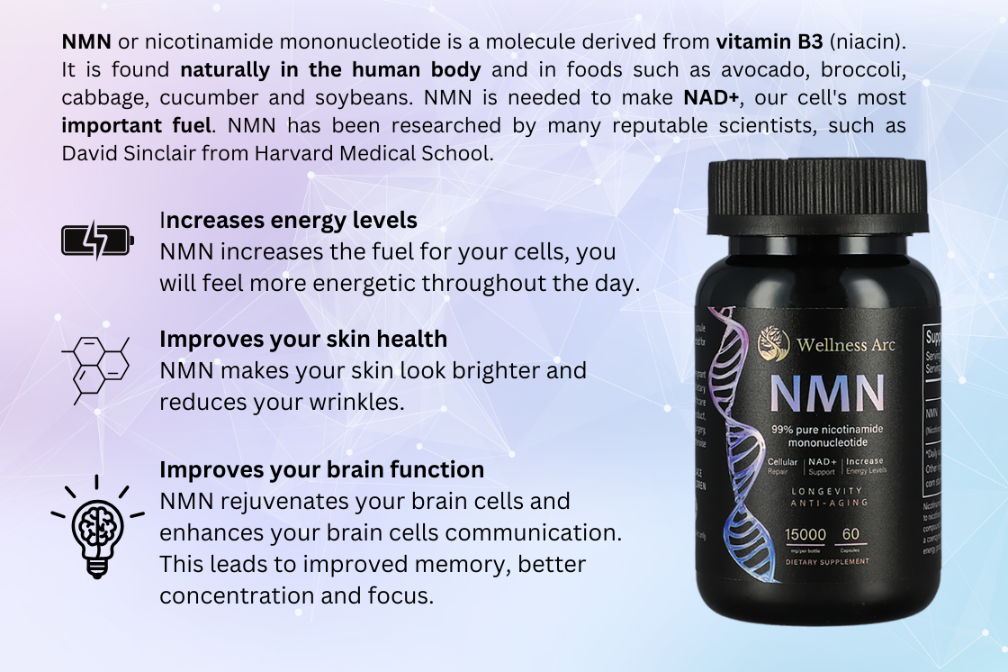 [Bundle of 2] NMN Supplement 15000mg by Wellness Arc - 99% Purity (SG ...