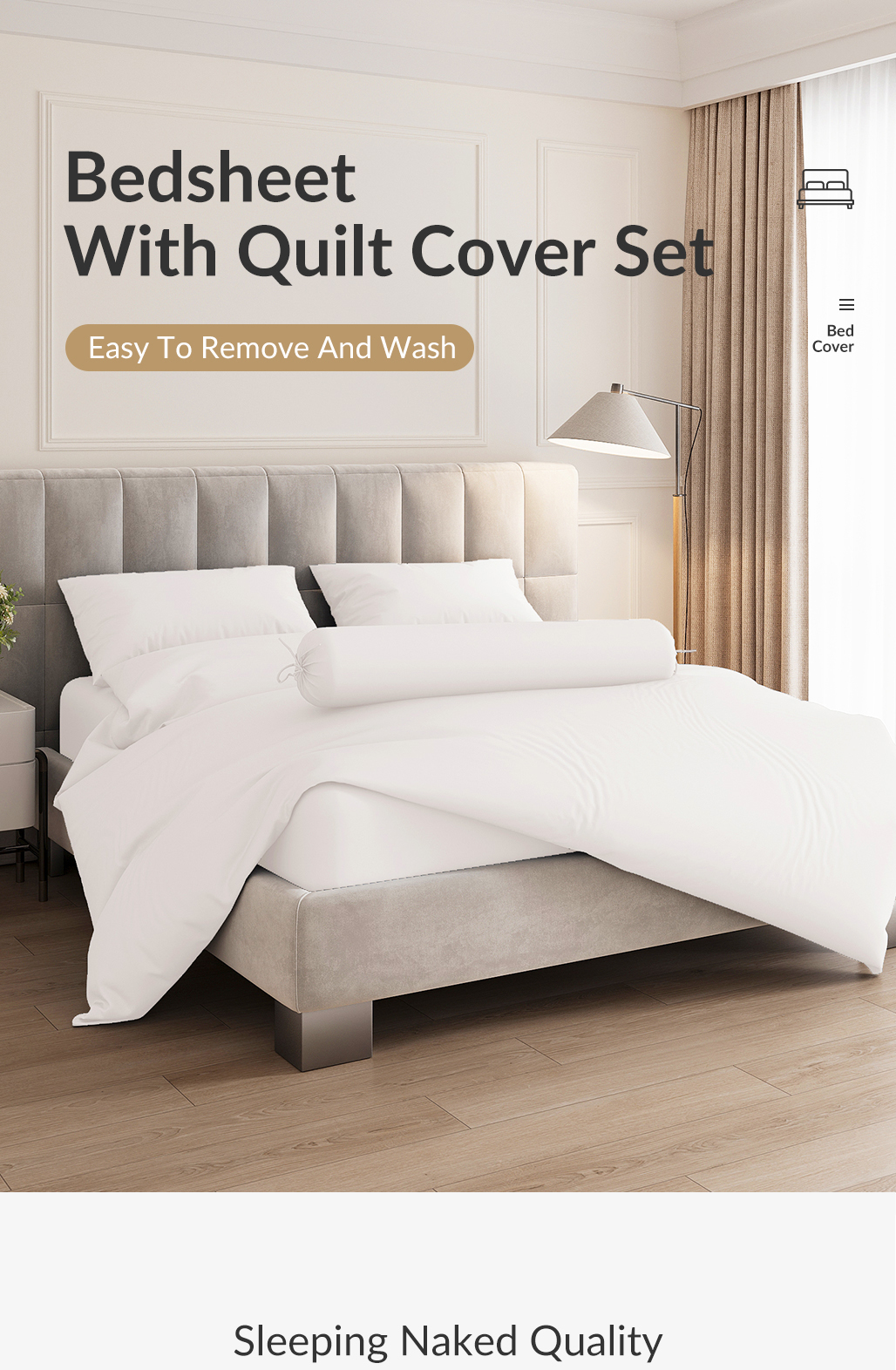 WEICH 890TC White Bedsheet Set With Quilt Cover Premium Hotel Fitted ...