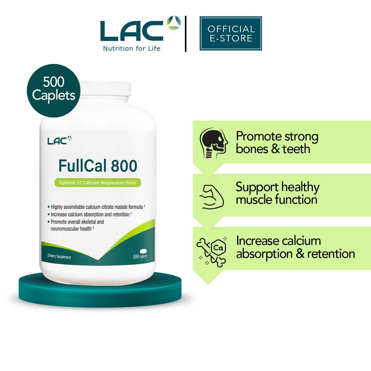 [LAC FULLCAL] FullCal 800 - Optimal 2:1 Calcium Magnesium Formula (120 ...