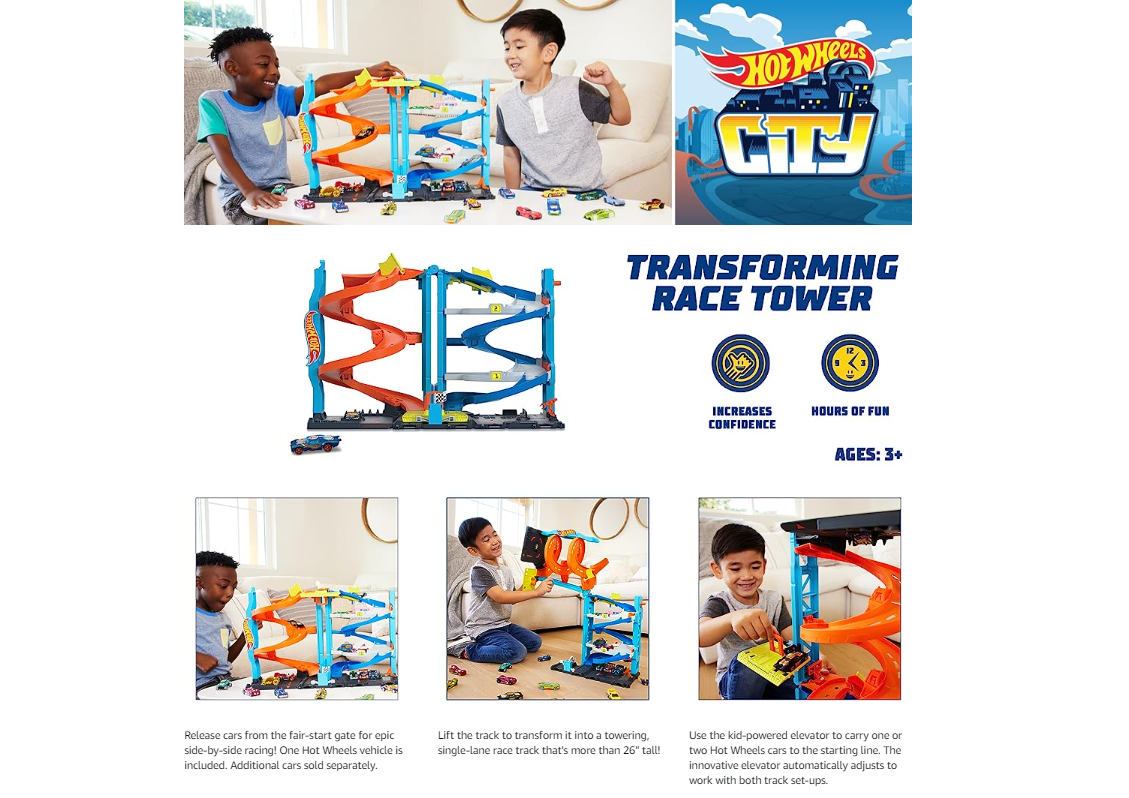 Hot Wheels Toy Car Track Set City Transforming Race Tower /City ...