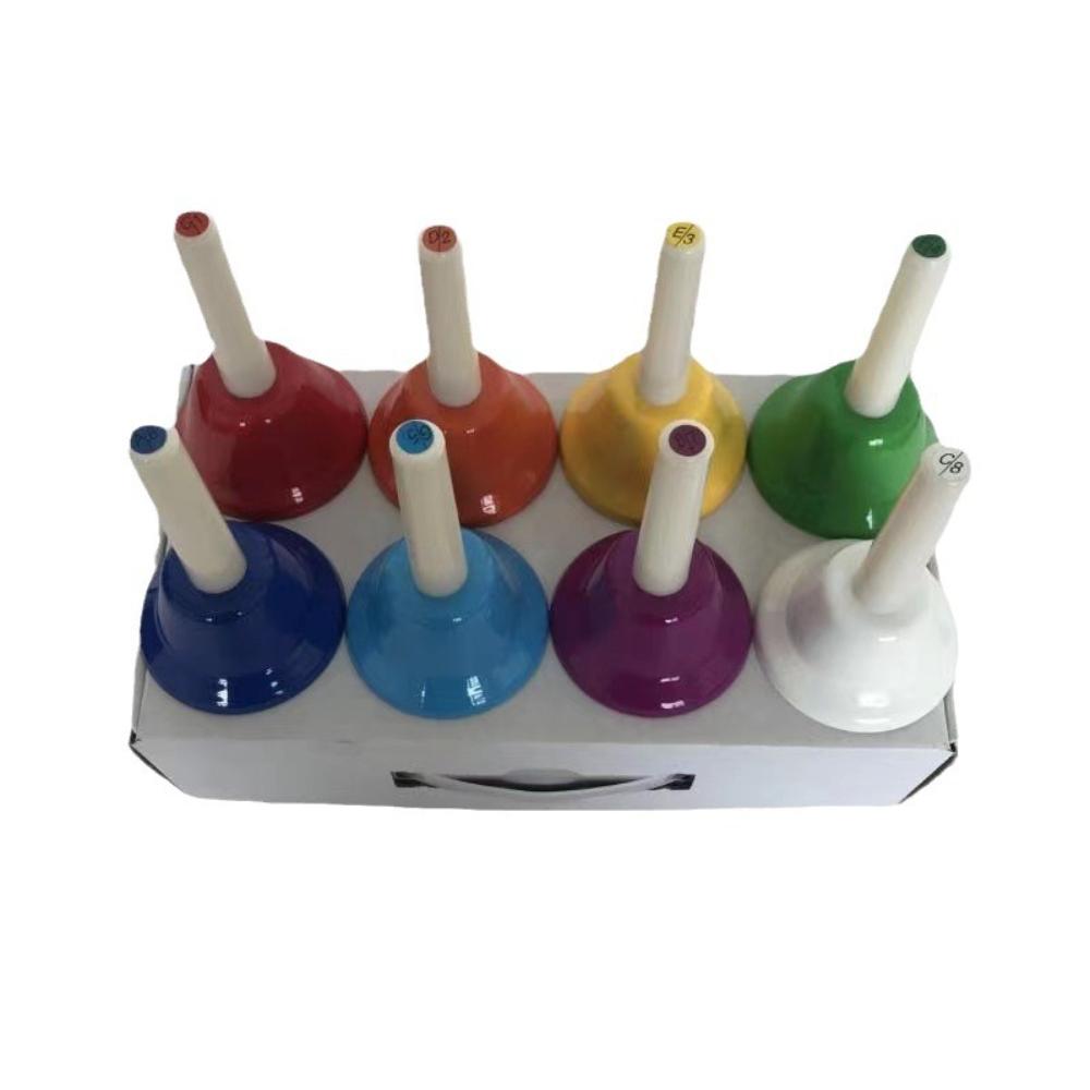 Colorful Hand Percussion Bells 8 Note Diatonic Metal Hand Bell Kit for ...